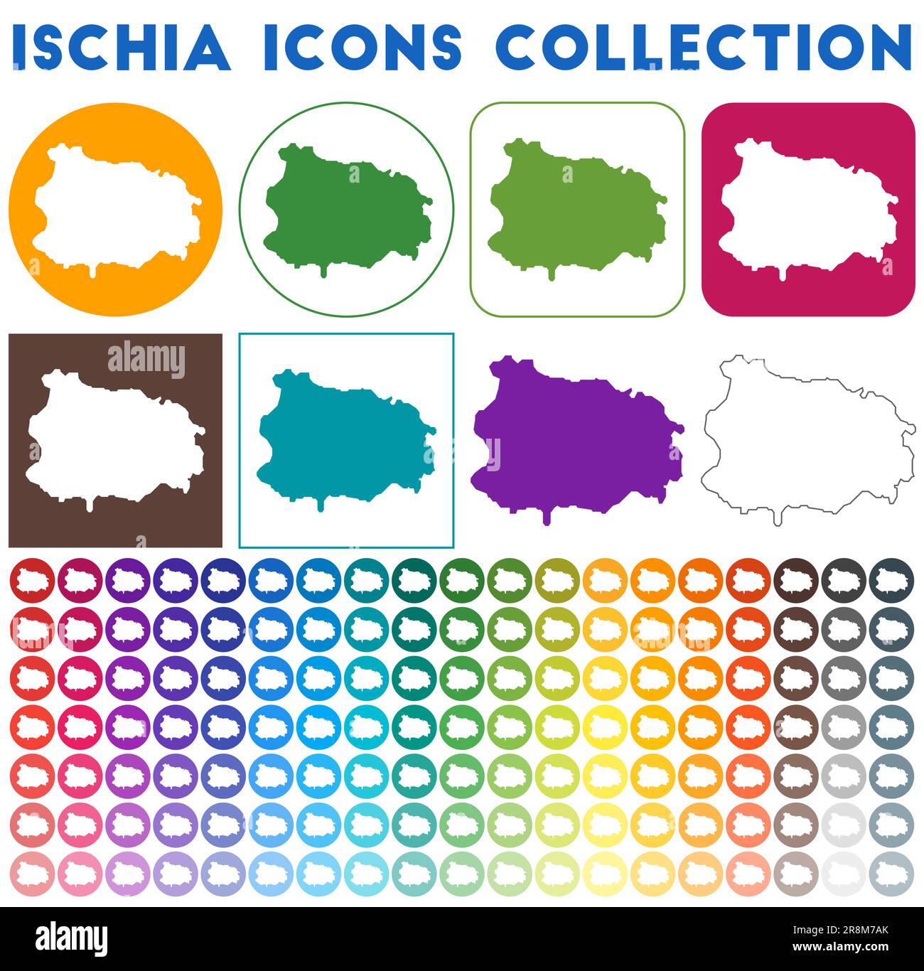 Ischia Icons Collection Bright Colourful Trendy Map Icons Modern