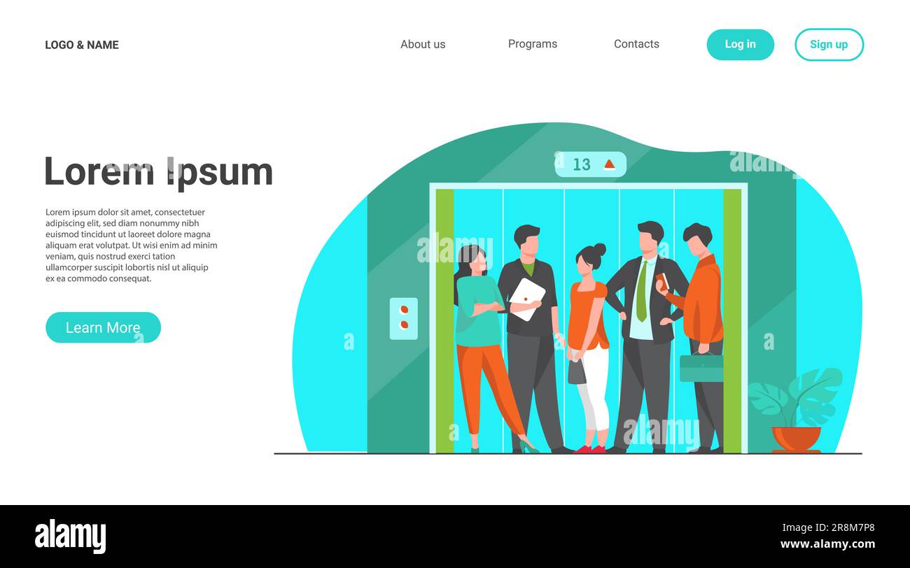 Employees using office building lift Stock Vector Image & Art - Alamy