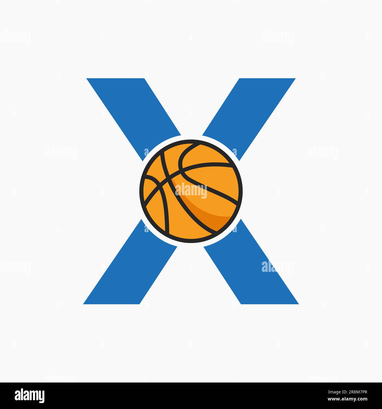Basketball Logo On Letter X Concept. Basket Club Symbol Vector Template ...