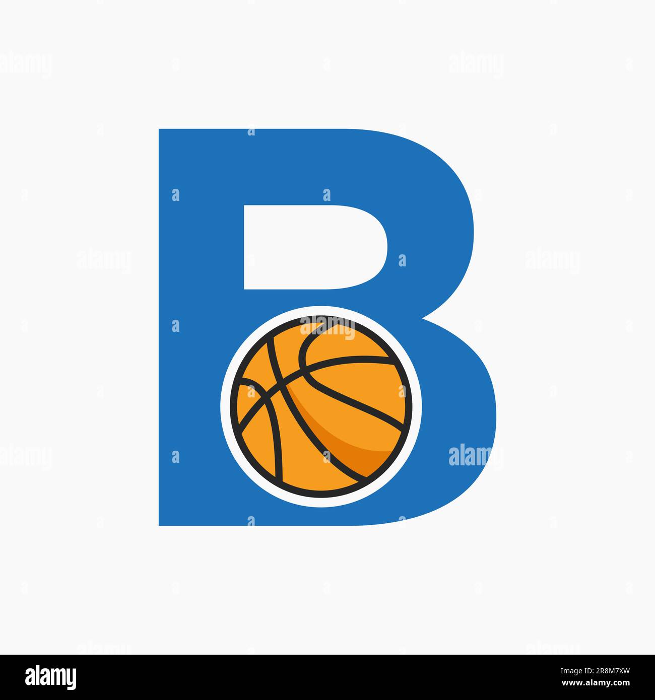 Basketball Logo On Letter B Concept. Basket Club Symbol Vector Template ...