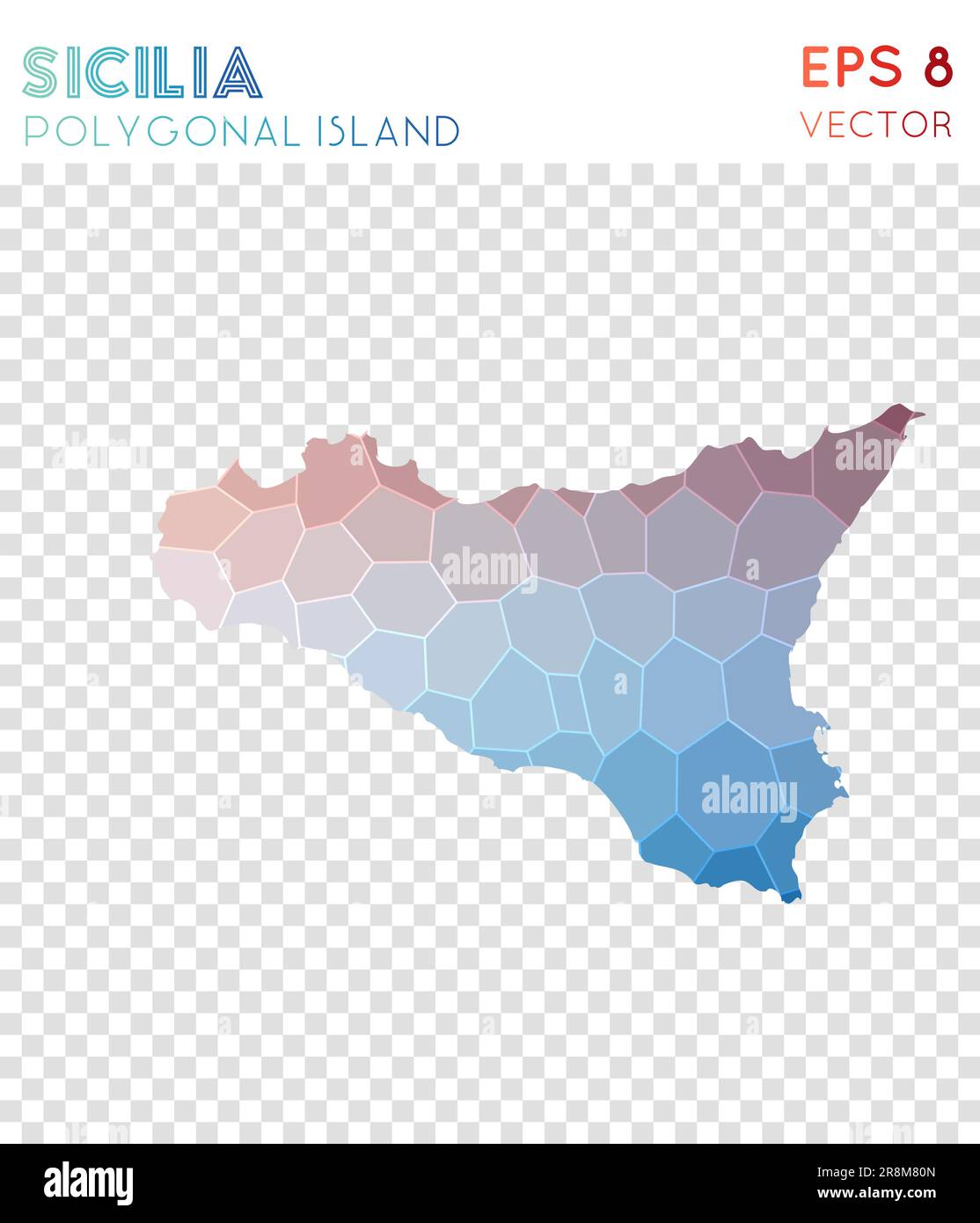 Sicilia polygonal map, mosaic style island. Nice low poly style, modern ...