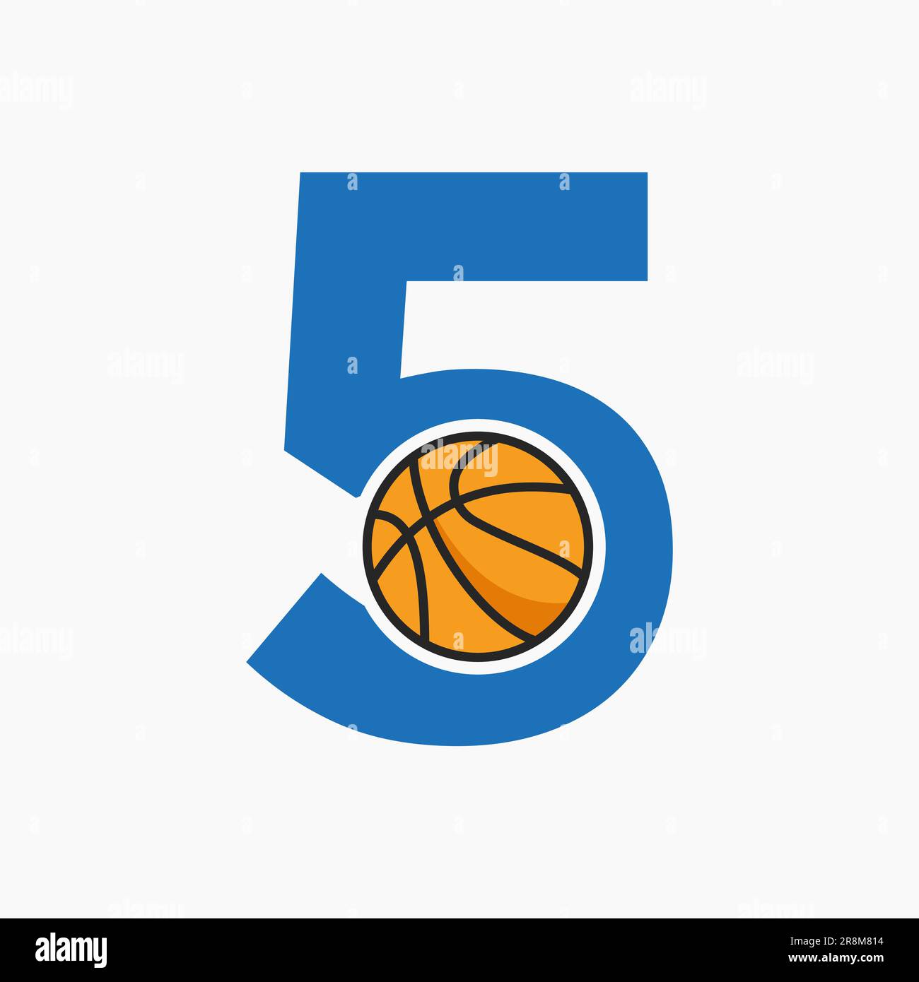Basketball Logo On Letter 5 Concept. Basket Club Symbol Vector Template ...