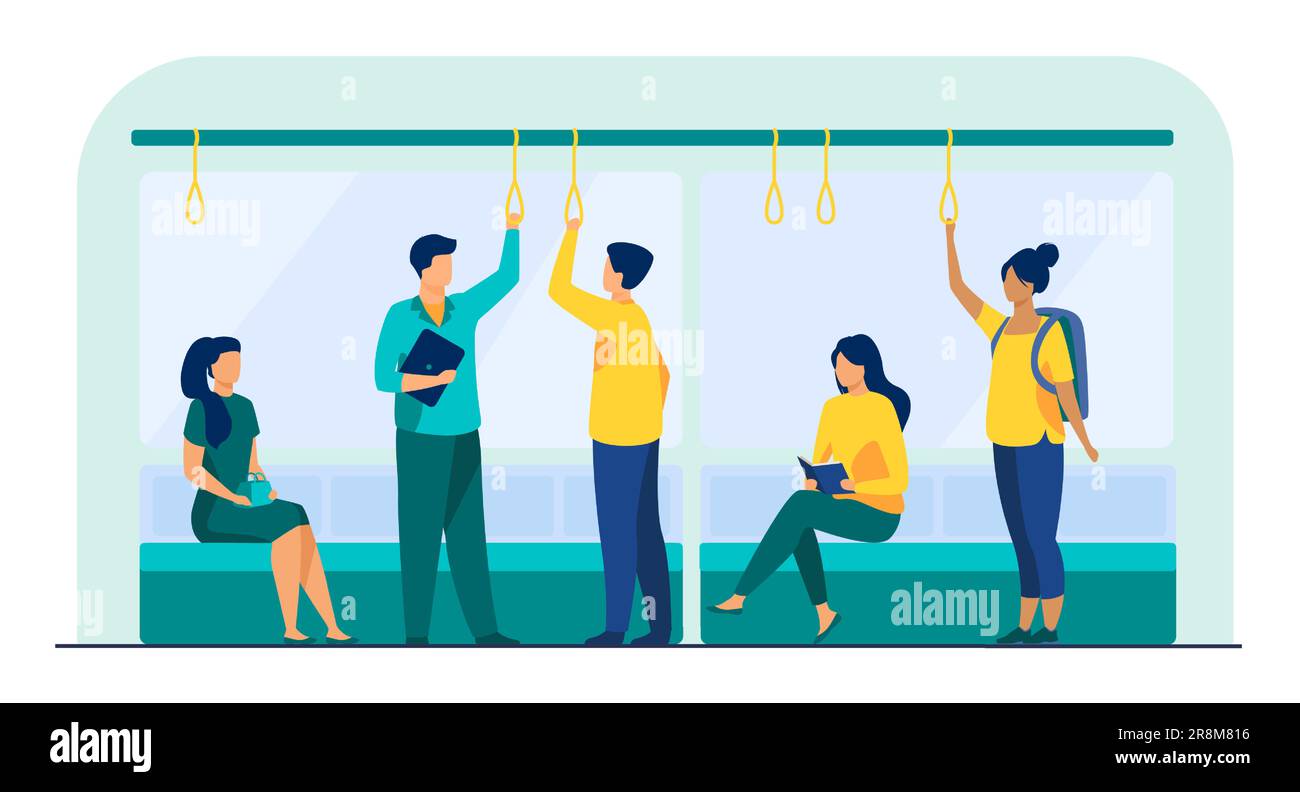Passengers in metro wagon flat vector illustration Stock Vector Image ...