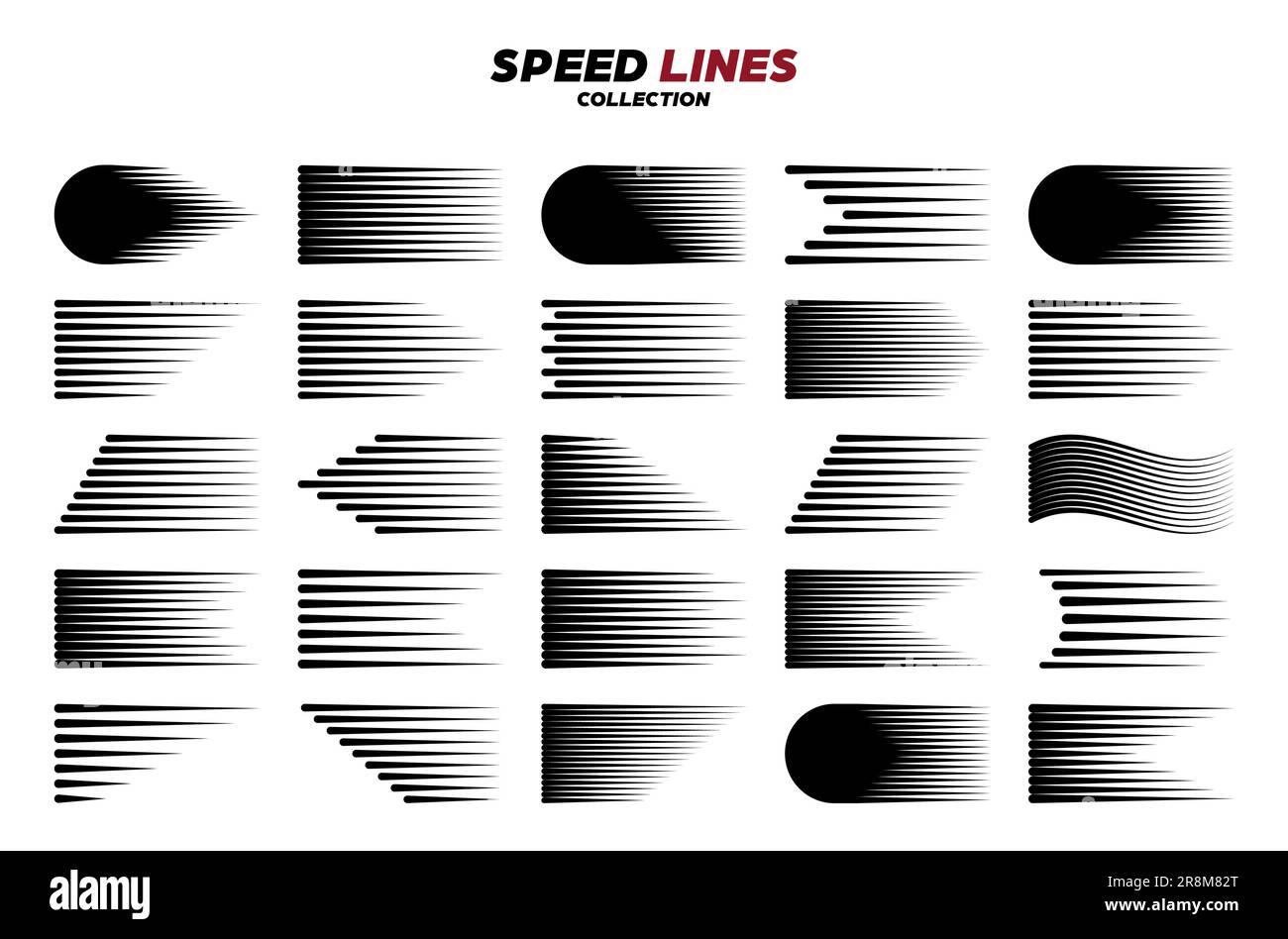 Black cartoon or comic speed lines with round corners. Simple line with ...