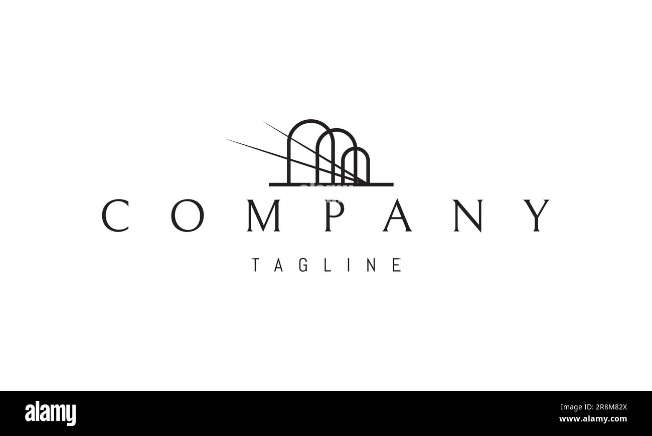 Vector logo on which an abstract image of several arches with light ...