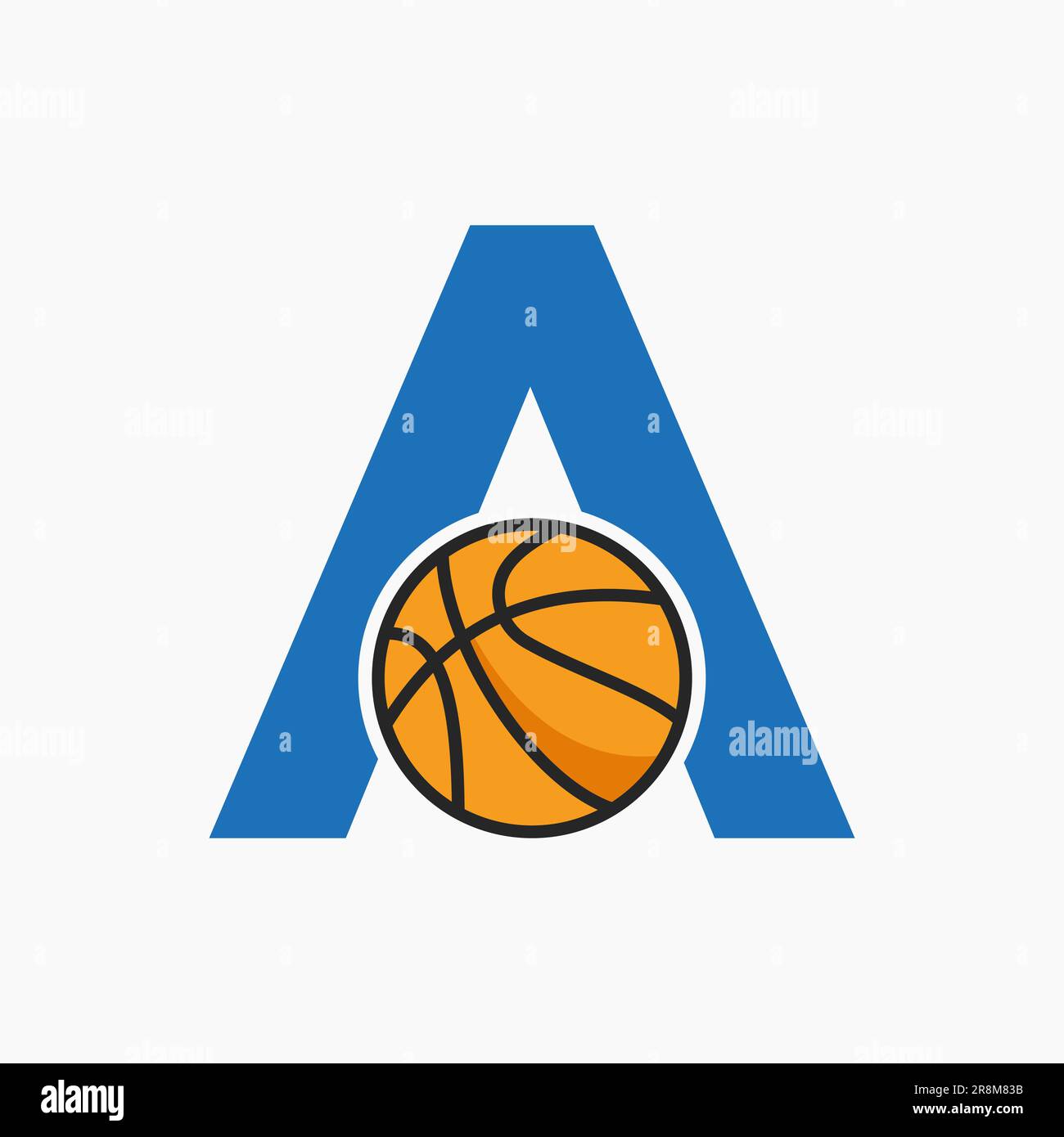 Basketball Logo On Letter A Concept. Basket Club Symbol Vector Template ...