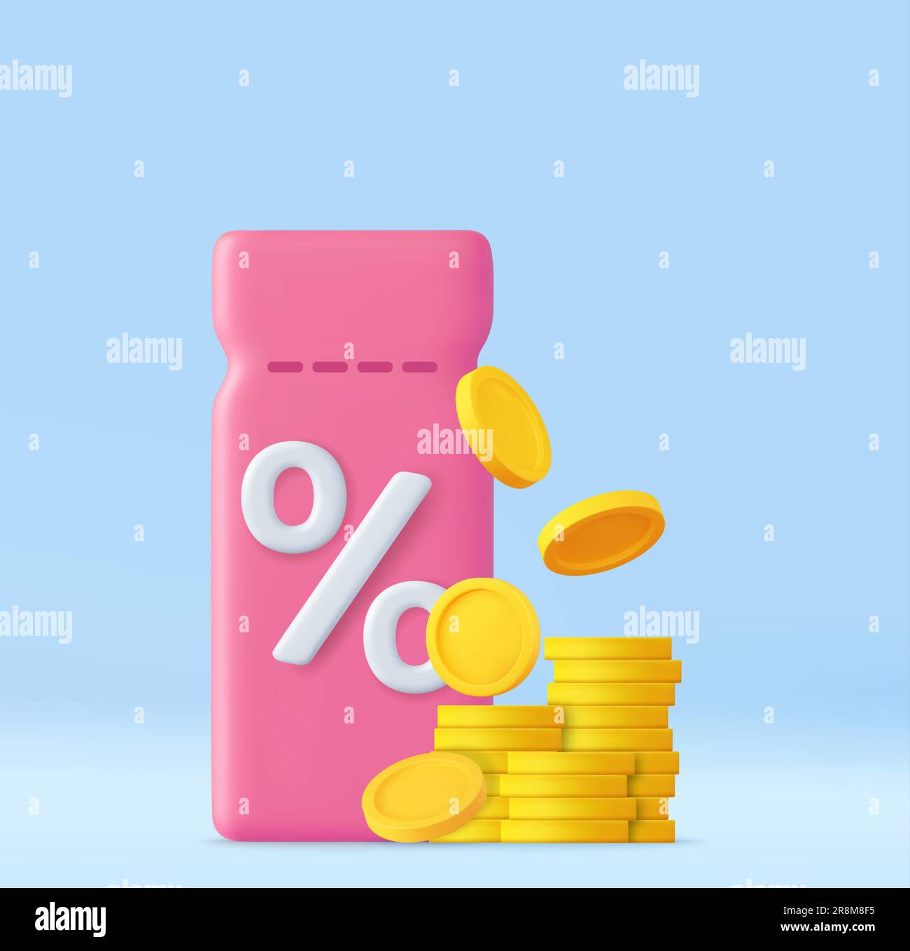 3d Coupon with Percent Symbol and Coins Stock Vector Image & Art - Alamy