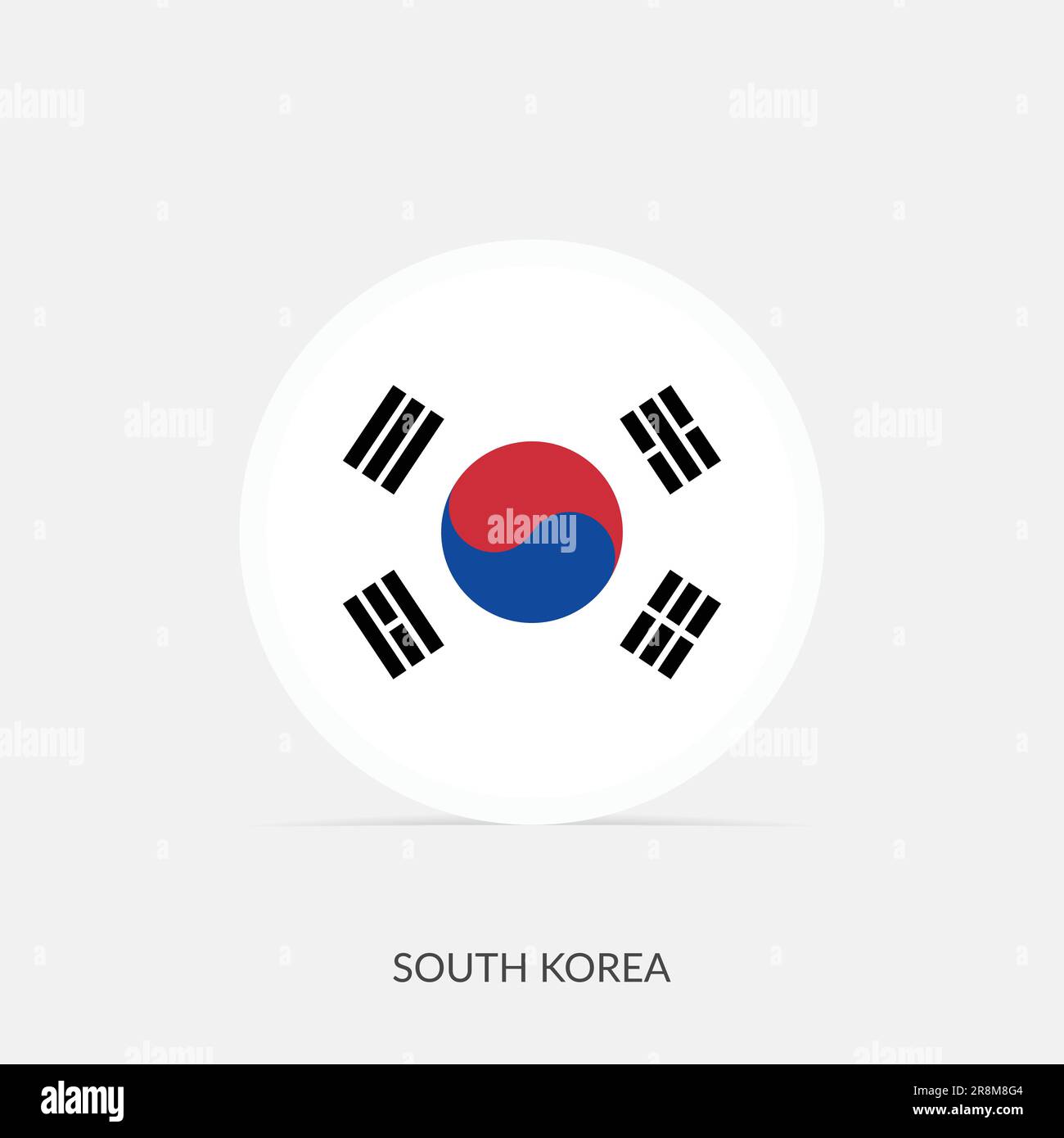 South Korea round flag icon with shadow Stock Vector Image & Art - Alamy