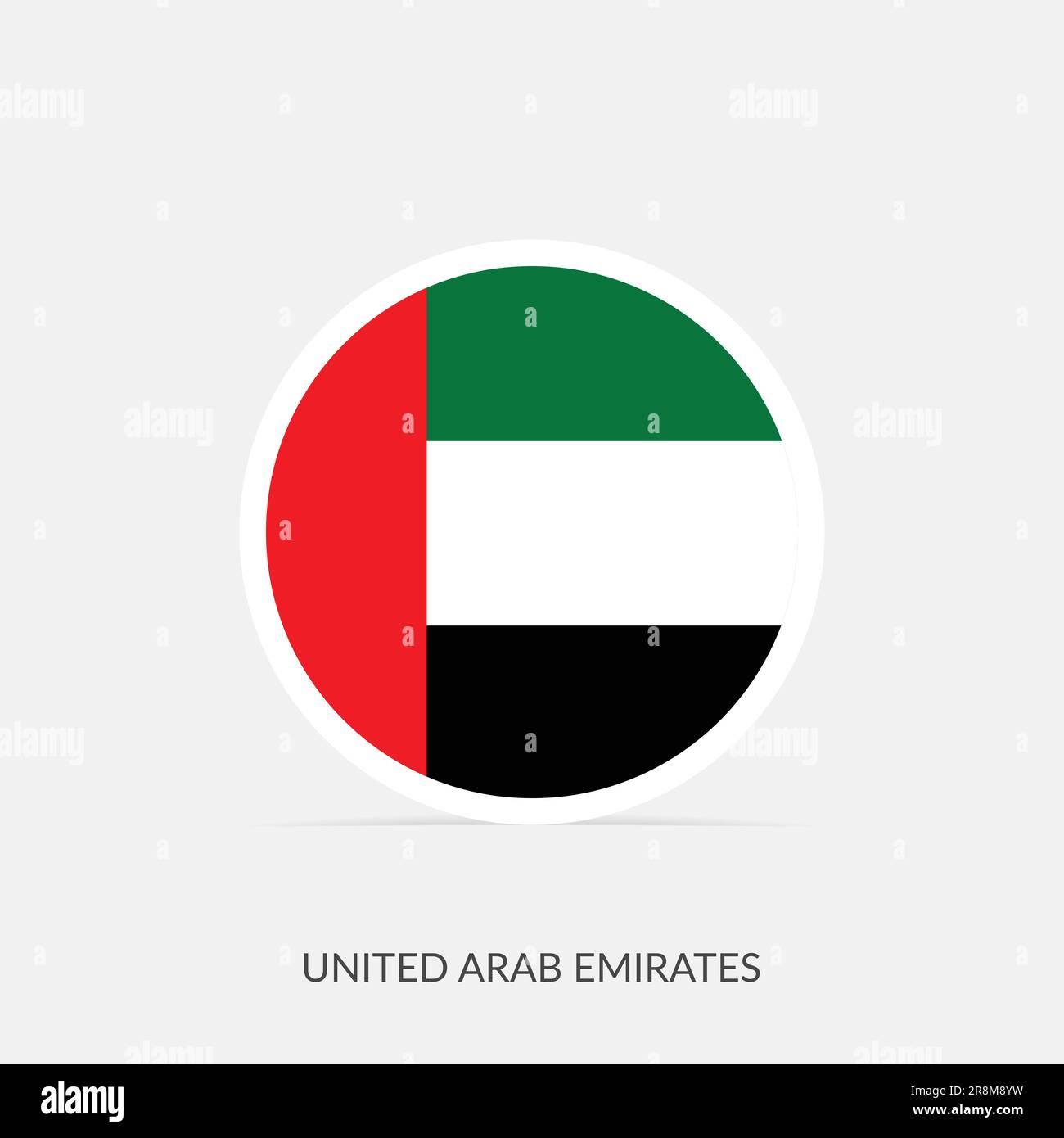 United Arab Emirates round flag icon with shadow Stock Vector Image ...