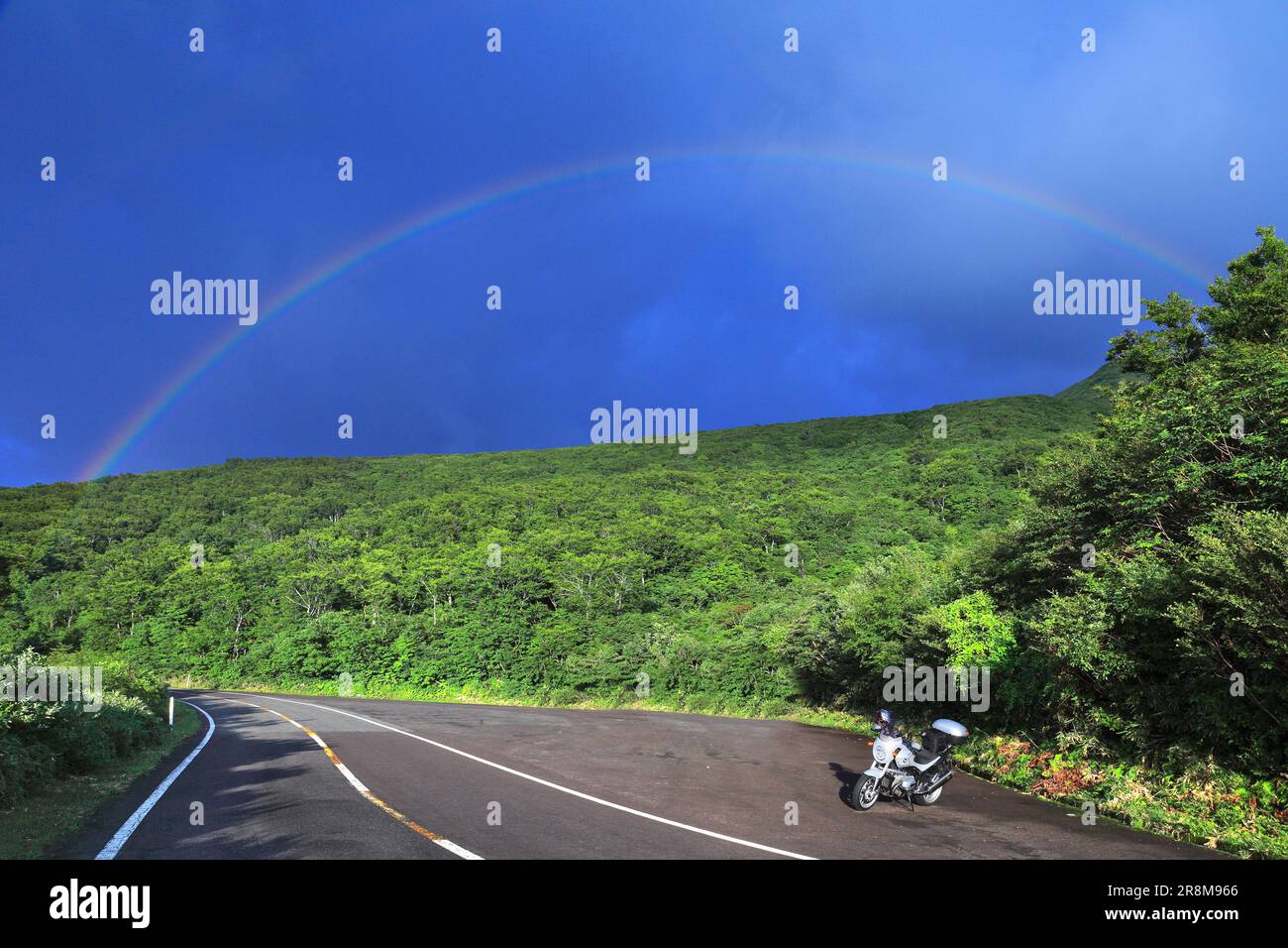 Rainbow on Mt. Chokai and Chokai Blue Line Stock Photo - Alamy