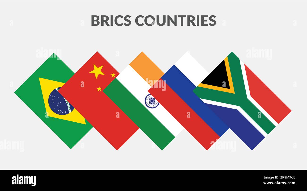 BRICS Countries Rectangle flag icon collection Stock Vector Image & Art ...