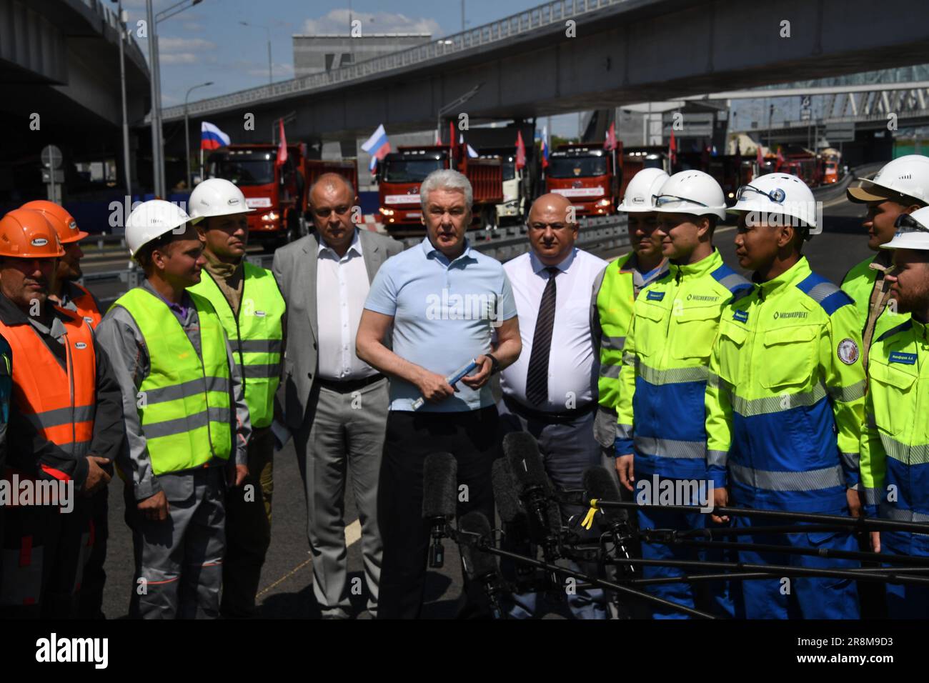 Moscow. Moscow Mayor Sergei Sobyanin at the opening of a new section of ...