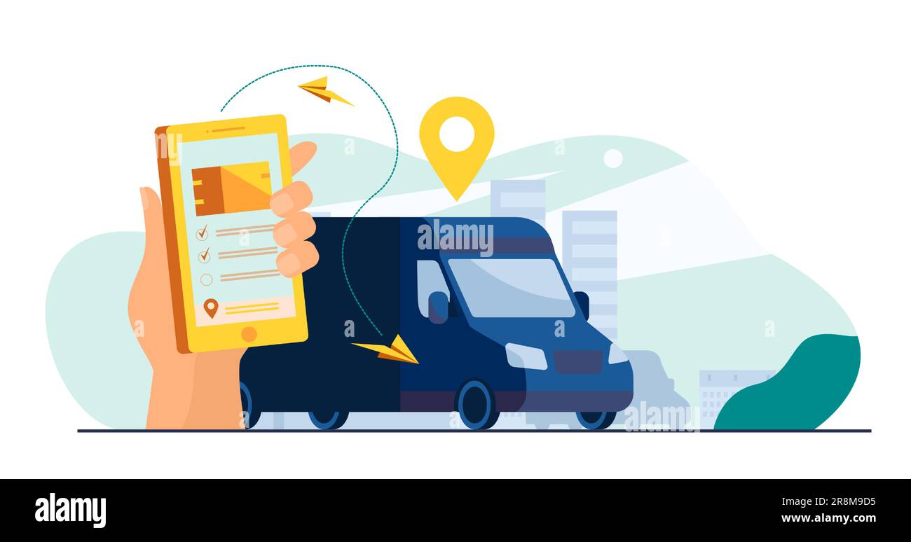 Customer Using Mobile App For Tracking Order Delivery Stock Vector Image And Art Alamy