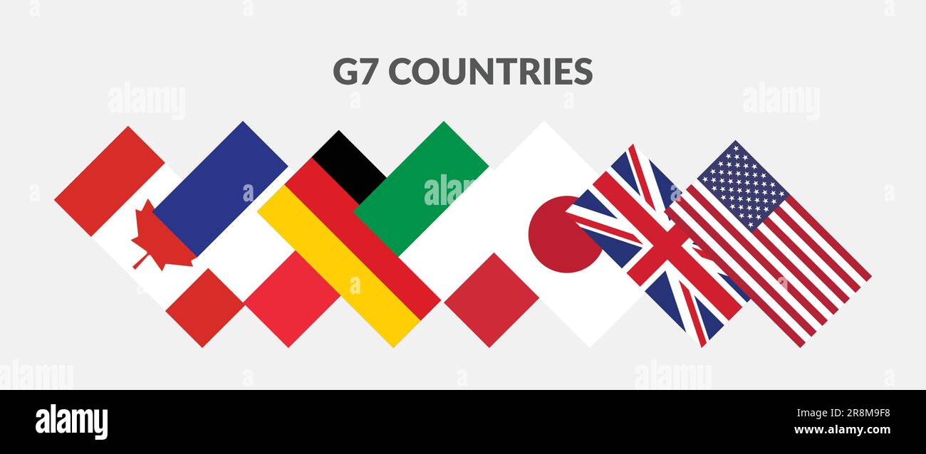The G7 - Group of Seven Countries Rectangle flag icon set Stock Vector ...