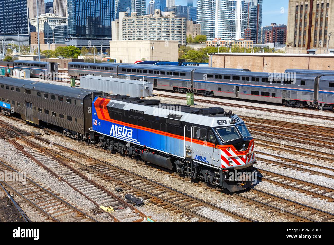 Chicago, United States - May 3, 2023: Skyline with METRA commuter rail ...