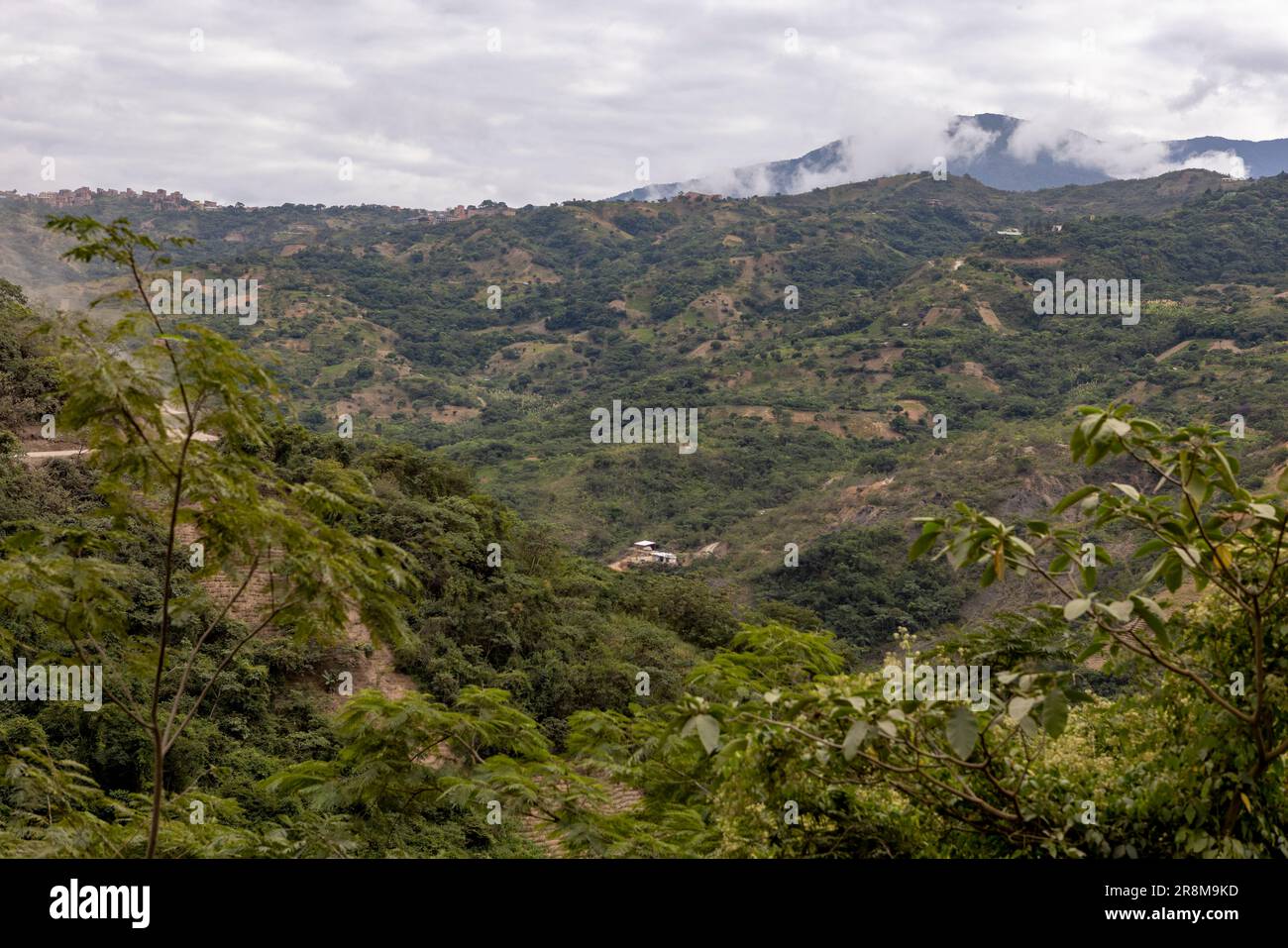 Scenic drive through the remote Bolivian Andes: passing small ...