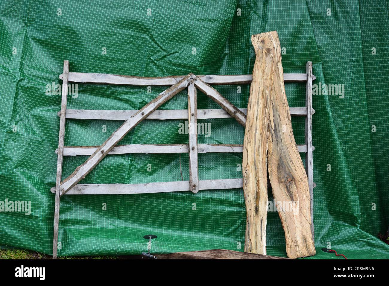 Traditional gate hurdle made from sustanable split timber Stock Photo ...