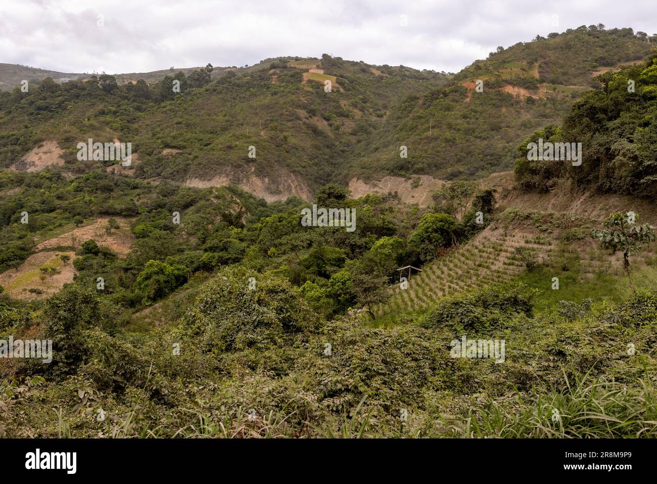 Scenic drive through the remote Bolivian Andes: passing small ...