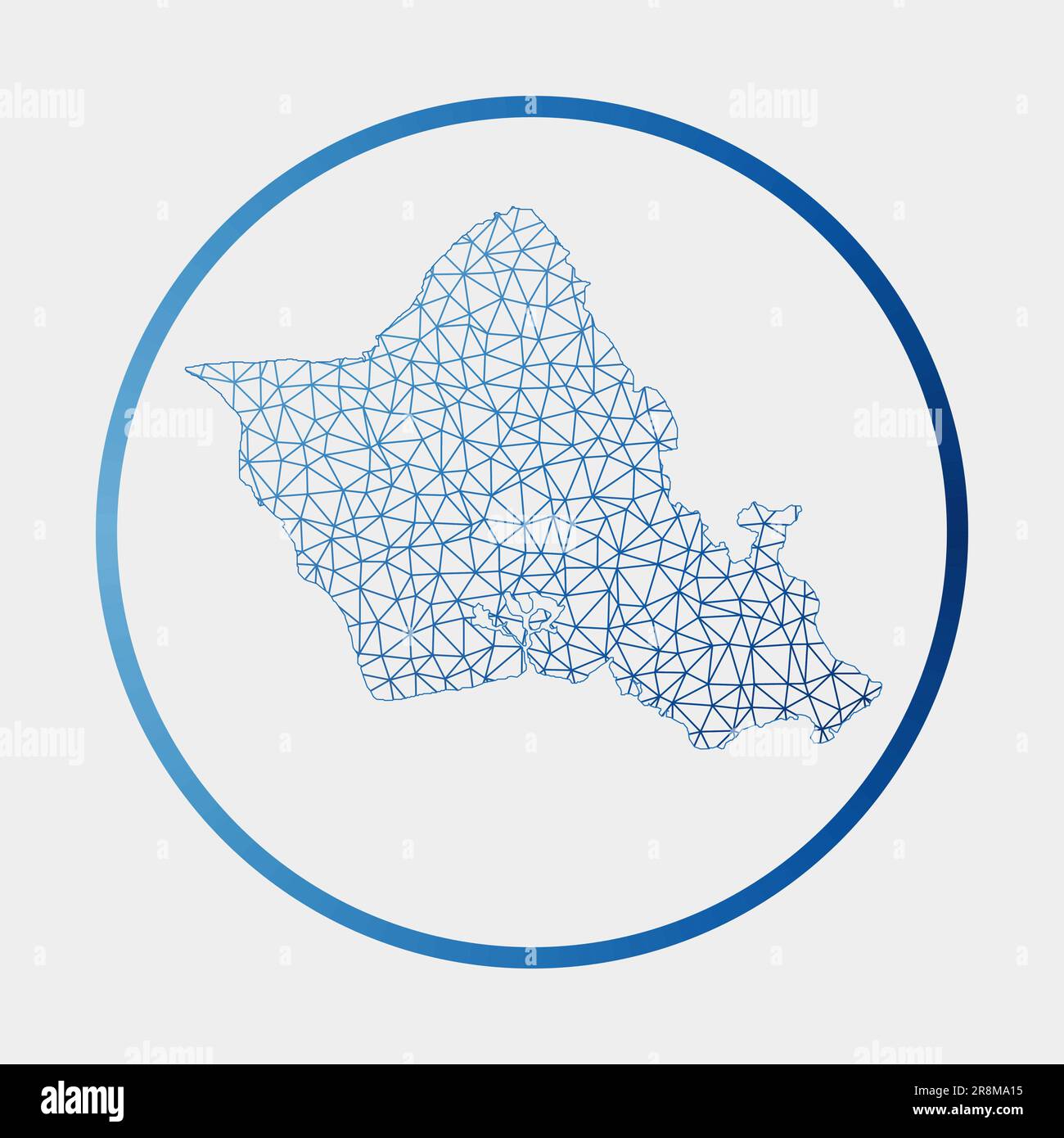 Oahu icon. Network map of the island. Round Oahu sign with gradient ...