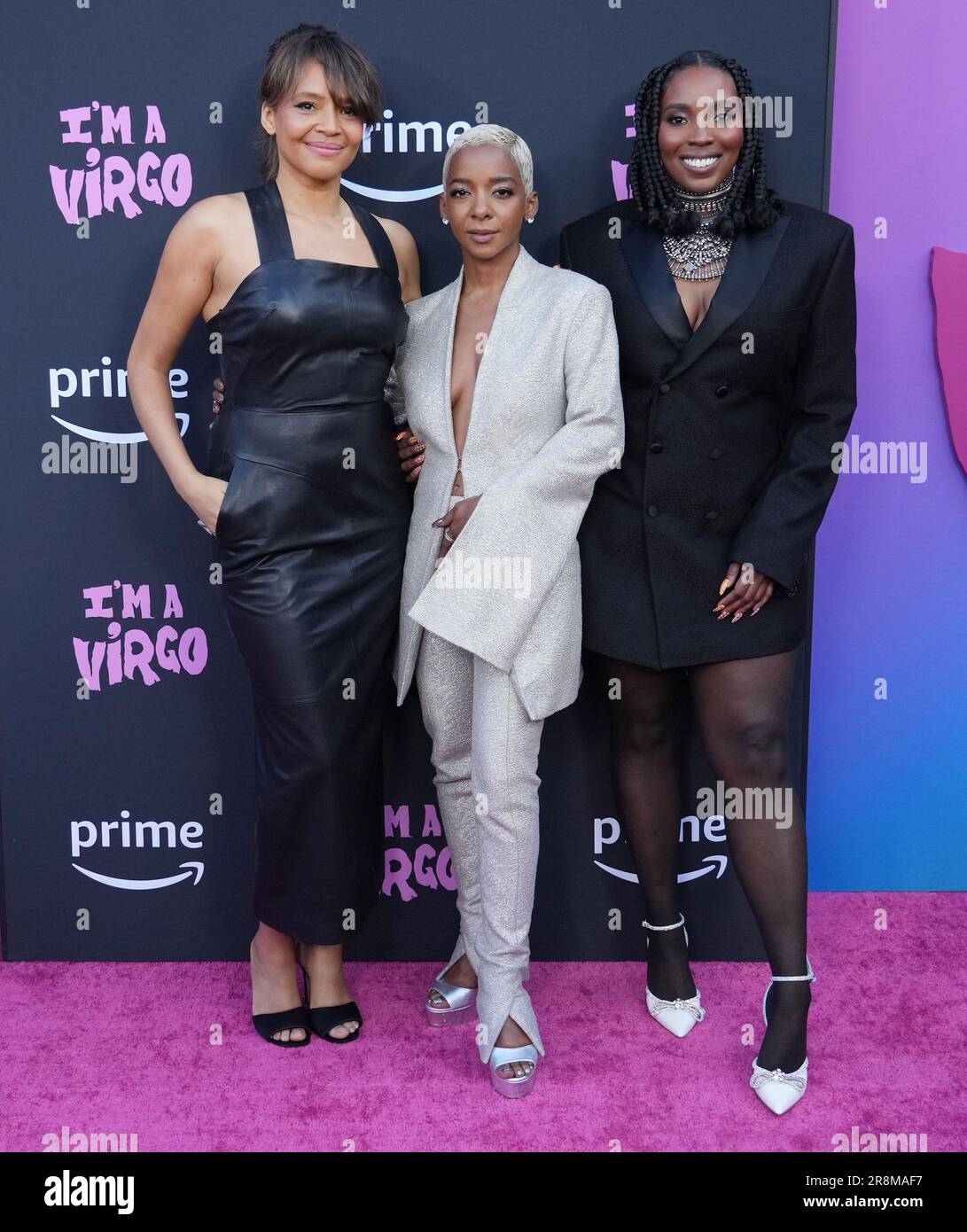 Los Angeles, USA. 21st June, 2023. (L-R) Carmen Ejogo, Kara Young and Olivia Washington arrives ...