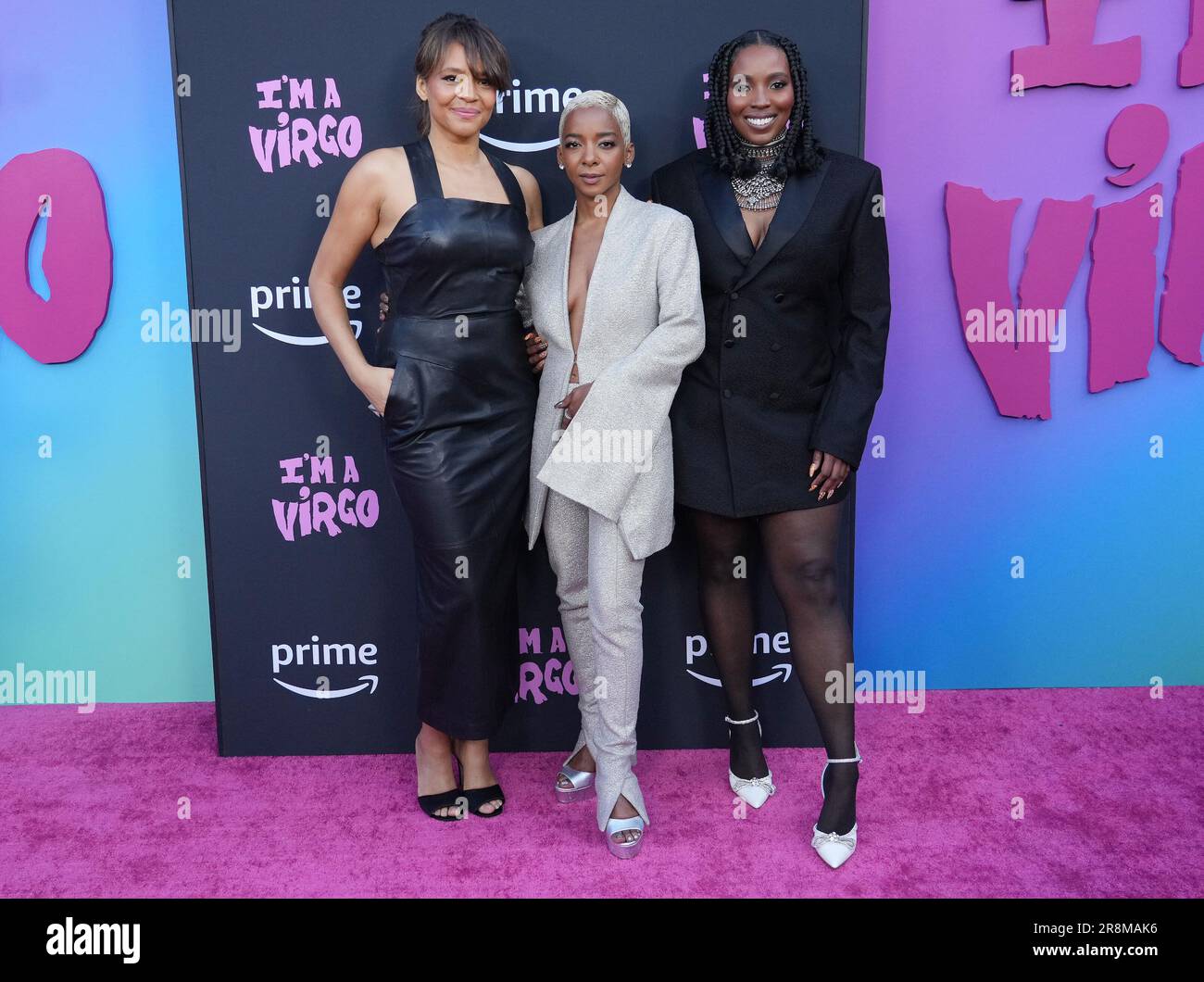 Los Angeles, USA. 21st June, 2023. (L-R) Carmen Ejogo, Kara Young and Olivia Washington arrives ...