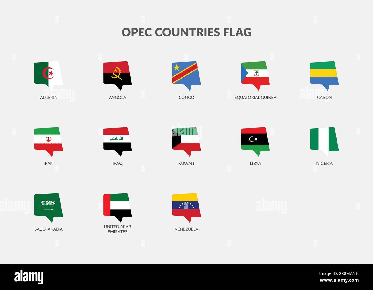 OPEC (Organisation of the Petroleum Exporting Countries) Countries flag ...