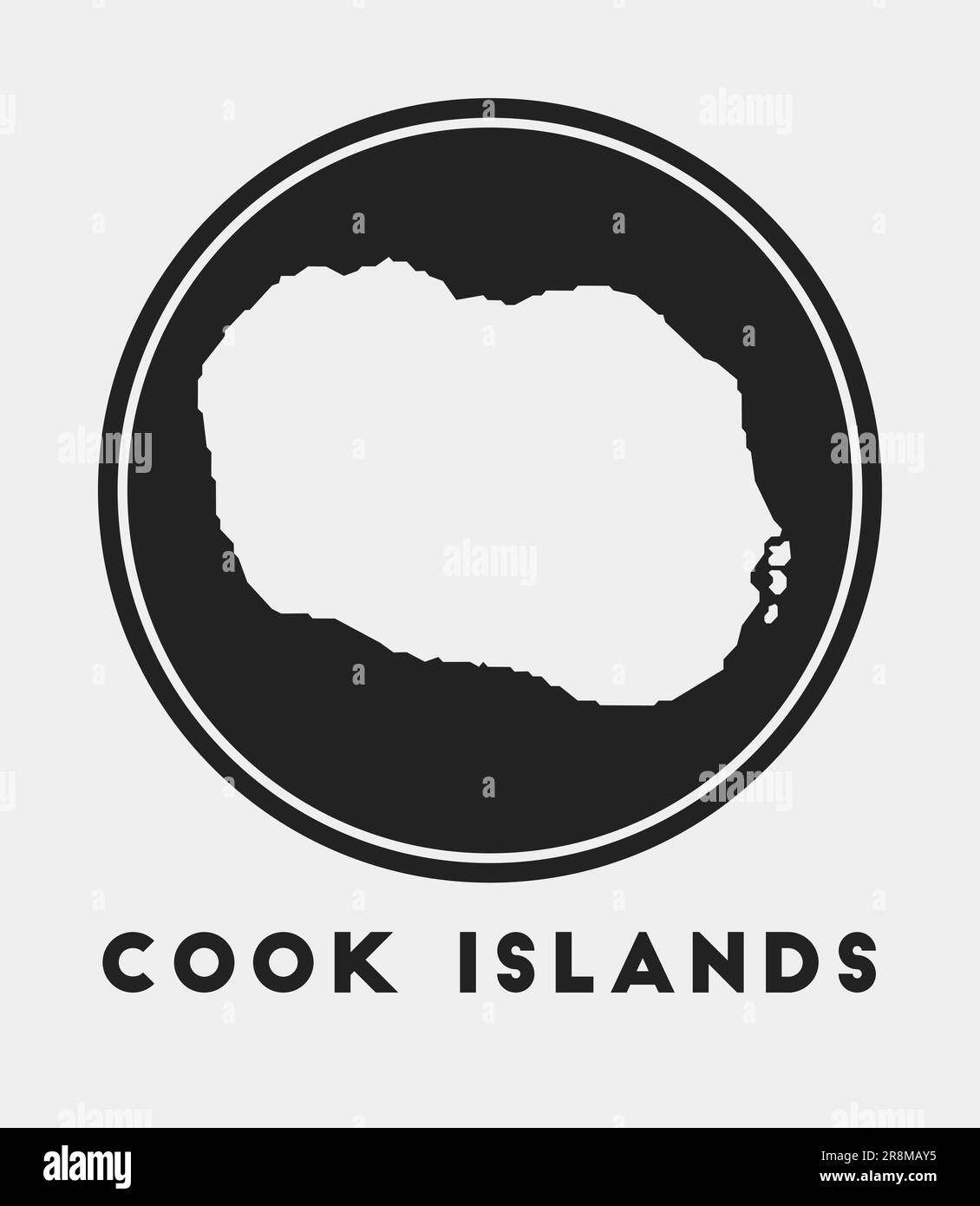 Cook Islands icon. Round logo with island map and title. Stylish Cook ...
