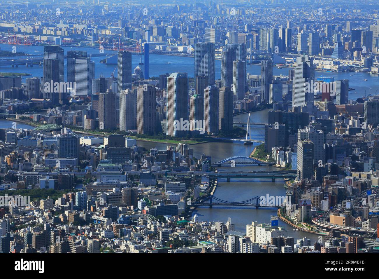 Buildings and the Sumida River viewed from the Tokyo Skytree Stock ...