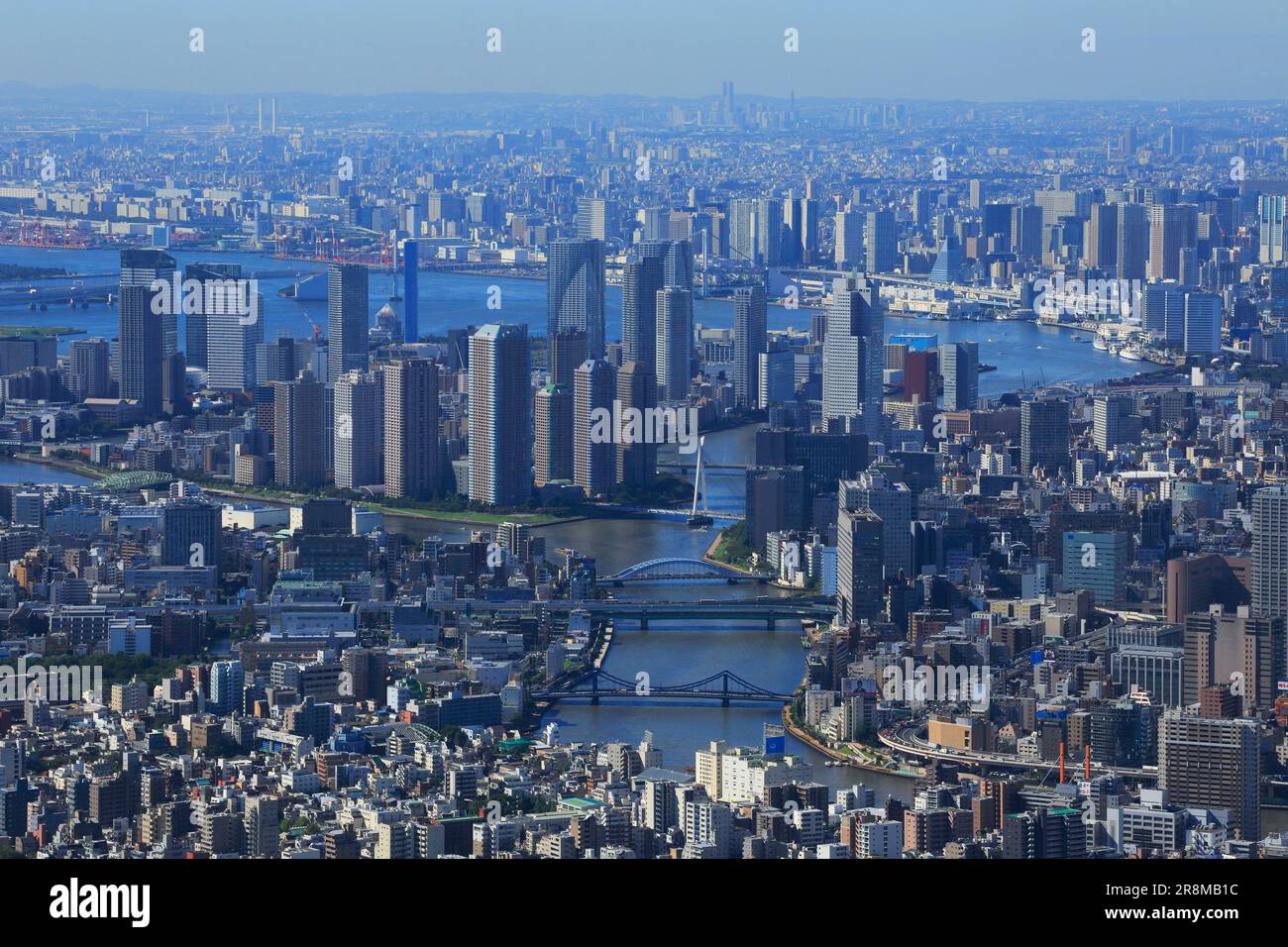 Buildings and the Sumida River viewed from the Tokyo Skytree Stock ...