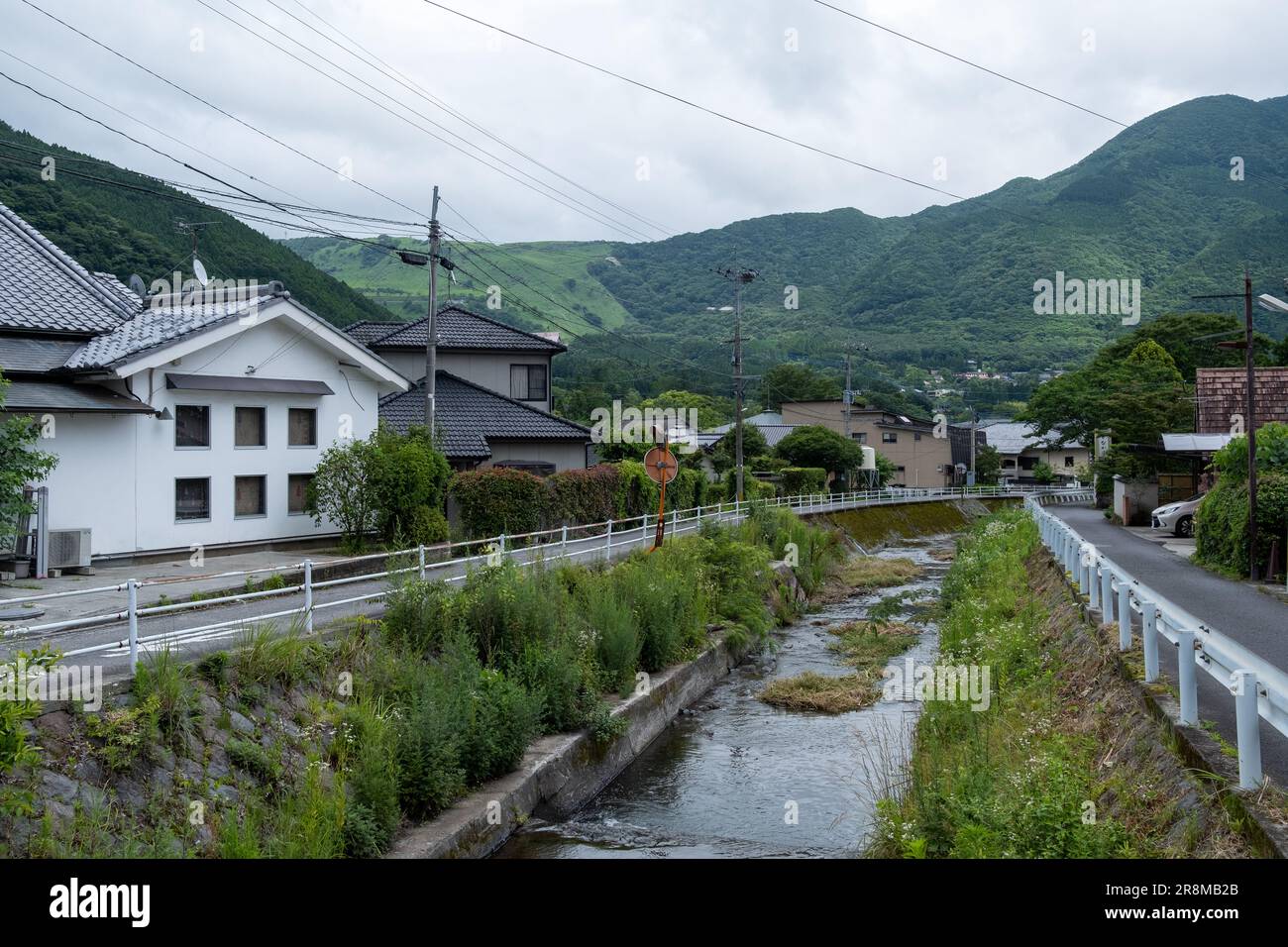Japanese Countryside with canal running through the village and ...