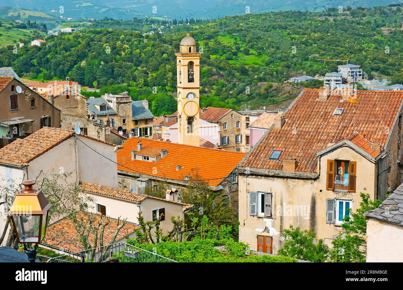 Enjoy the old town with red tile roofs, shabby houses, tall bell tower ...