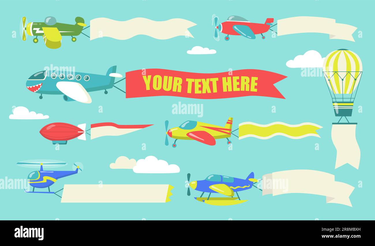 Planes with flying banners set Stock Vector Image & Art - Alamy