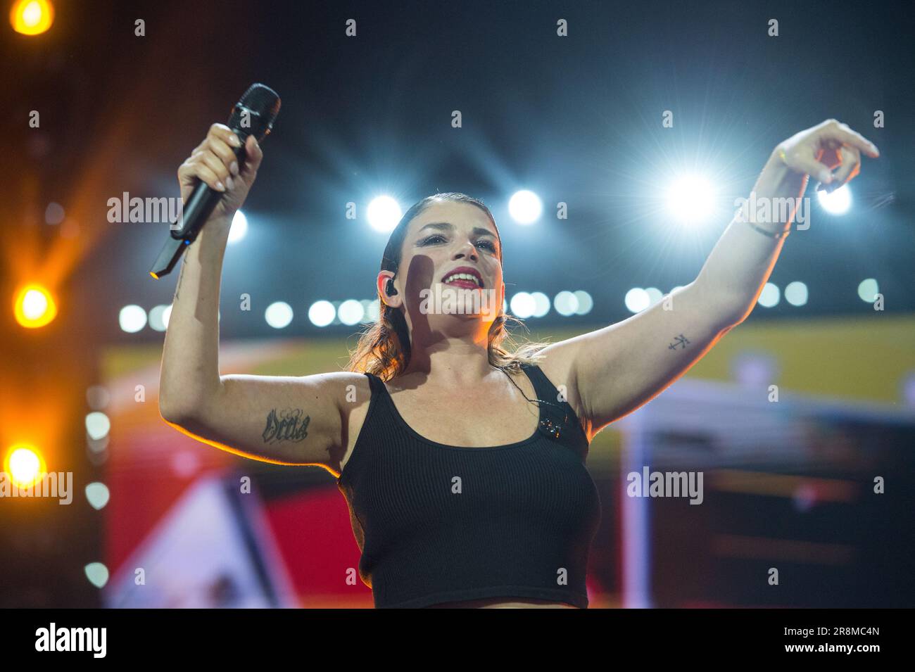 Bari, Italy. 21st June, 2023. Singer Emma Marrone performs during the ...