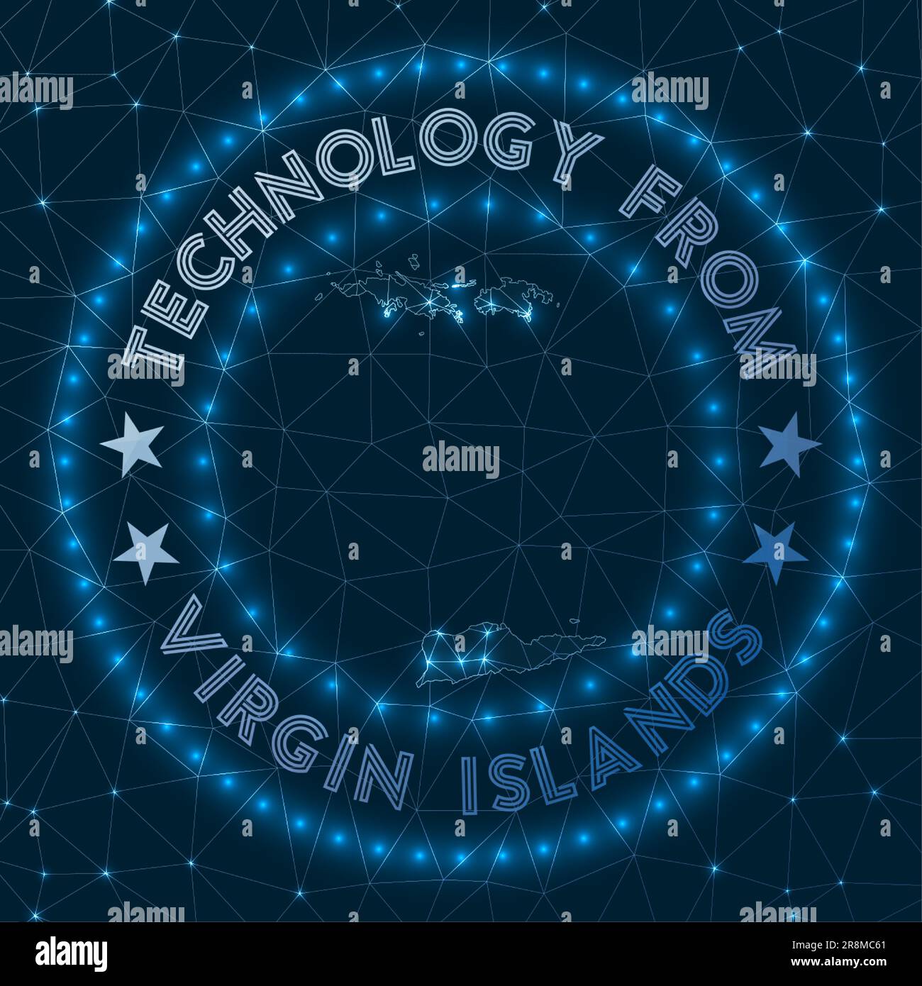 Technology from Virgin Islands. Futuristic geometric badge of the ...