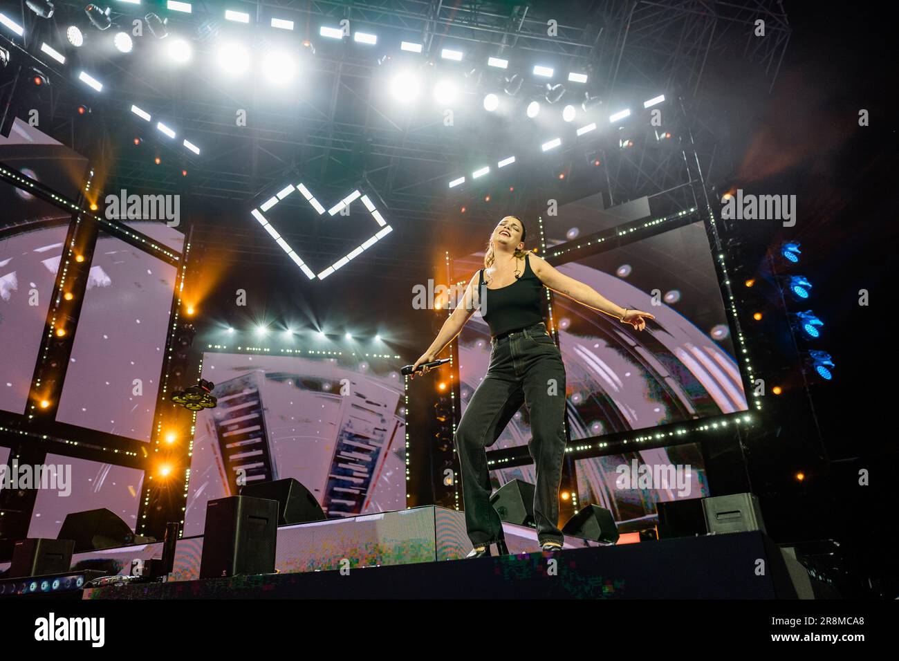 Bari, Italy. 21st June, 2023. Singer Emma Marrone performs during the ...
