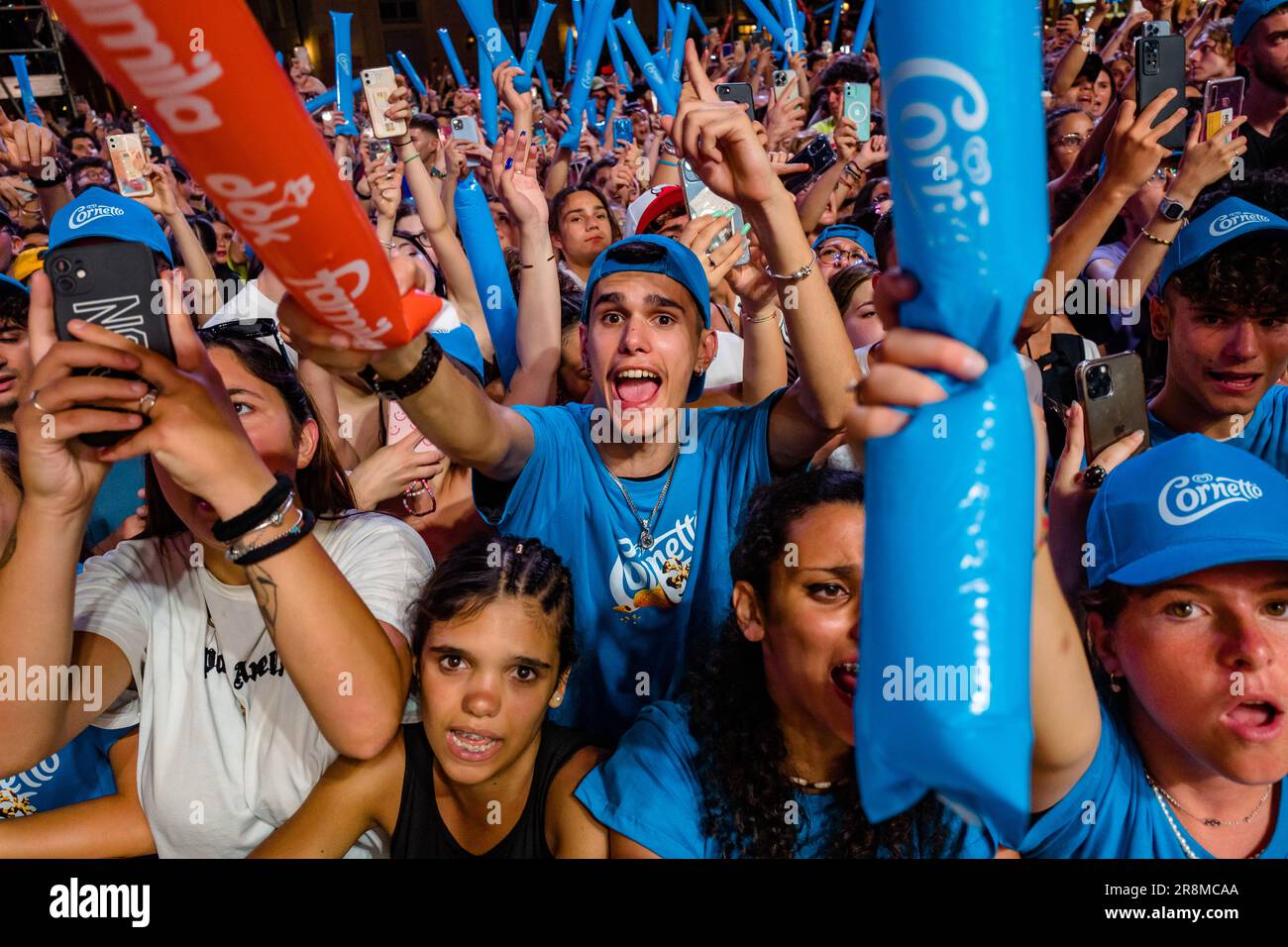 Bari, Italy. 21st June, 2023. Bari audience and fans during the first ...