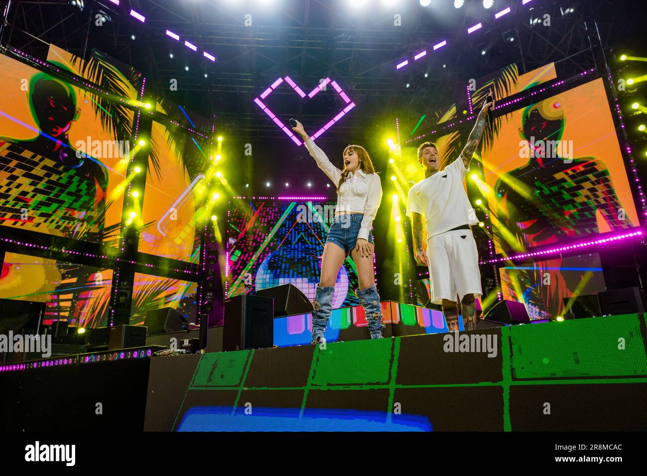 Bari, Italy. 21st June, 2023. Singers Fedez and Annalisa perform during ...