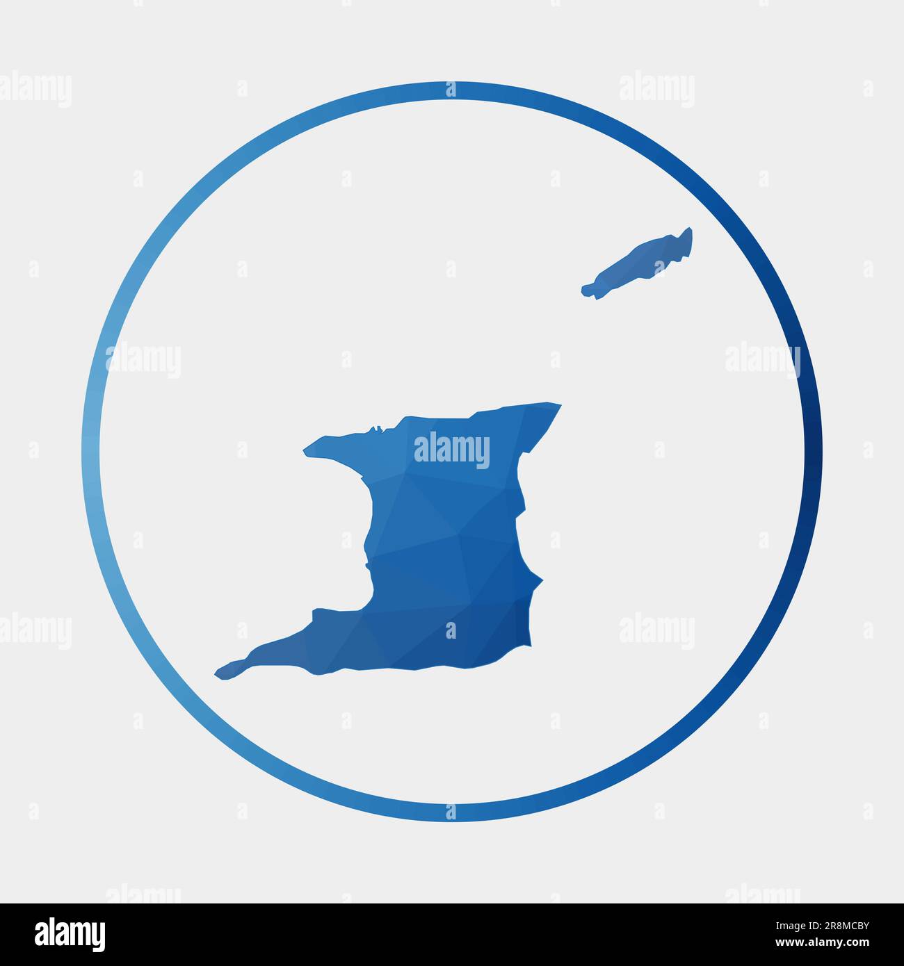 Trinidad and Tobago icon. Polygonal map of the country in gradient ring ...