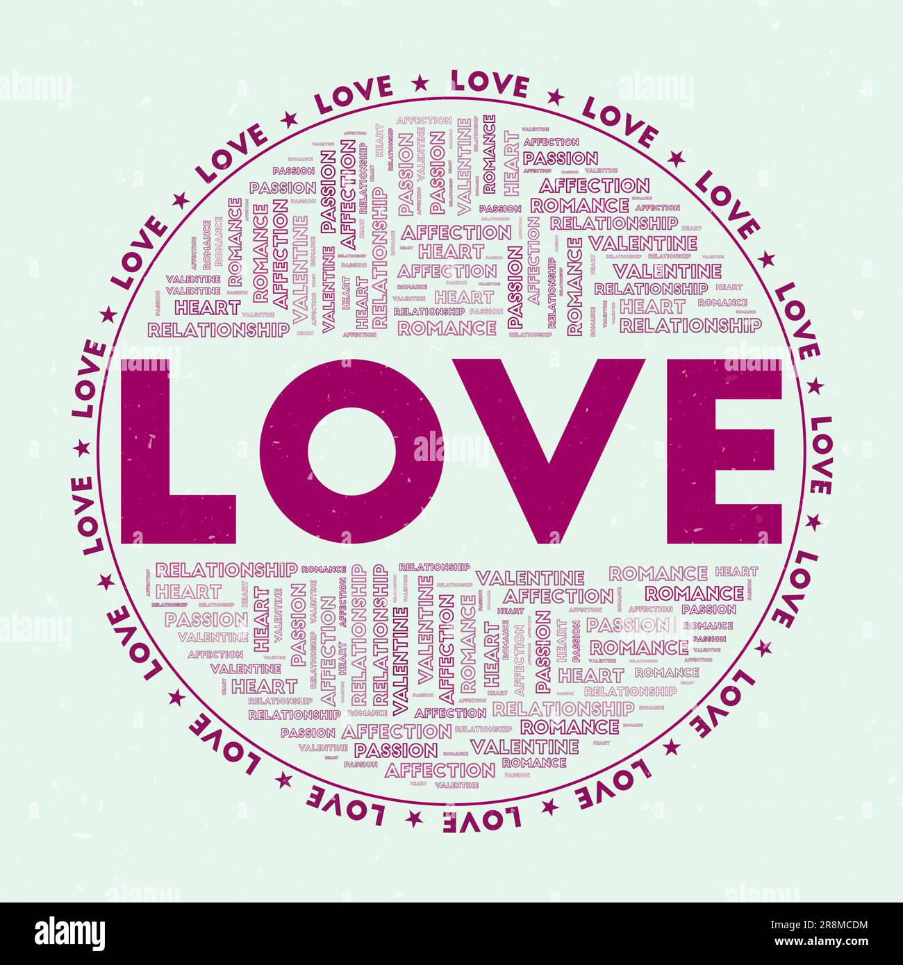 Love - round badge. Text love with keywords word clouds and circular ...