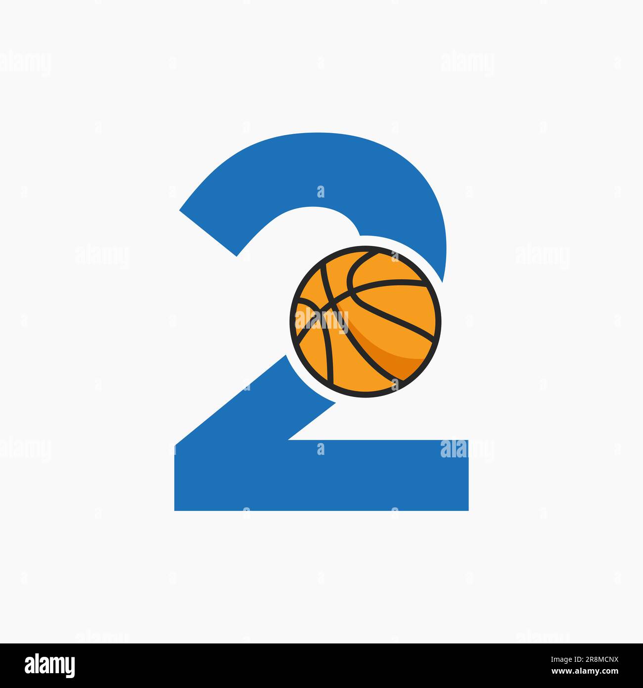 Basketball Logo On Letter 2 Concept. Basket Club Symbol Vector Template ...