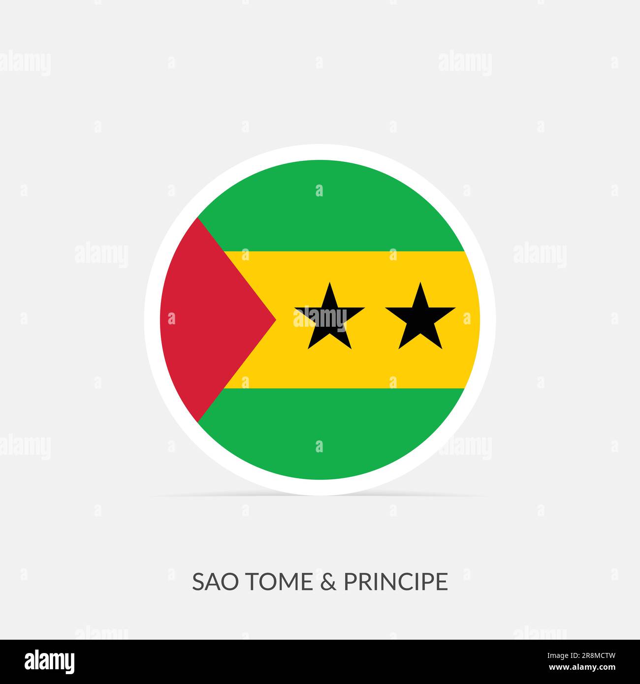 Sao Tome & Principe round flag icon with shadow Stock Vector Image ...
