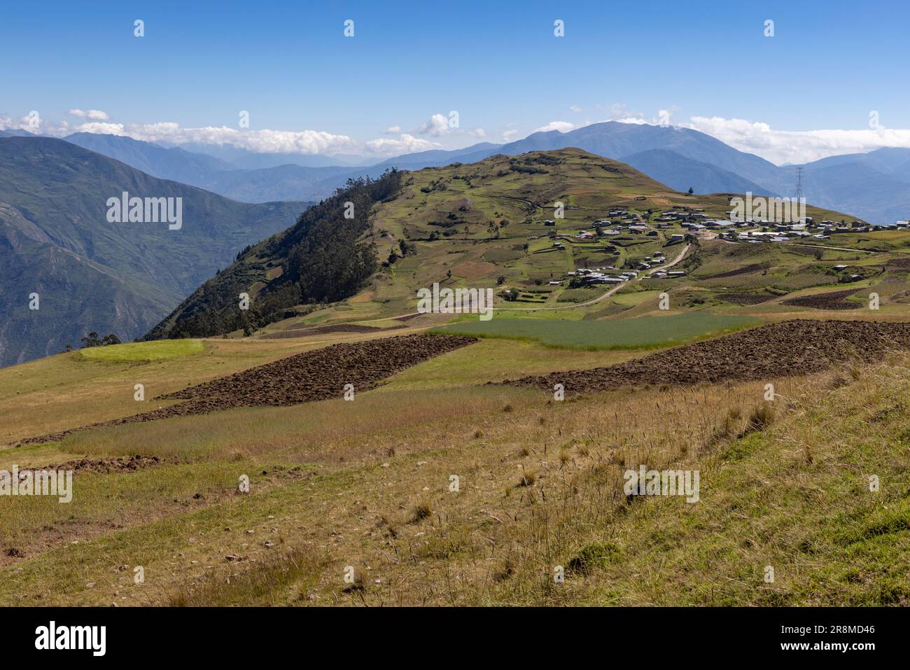 Small village in the remote Bolivian Andes above Rio Sacambaya ...
