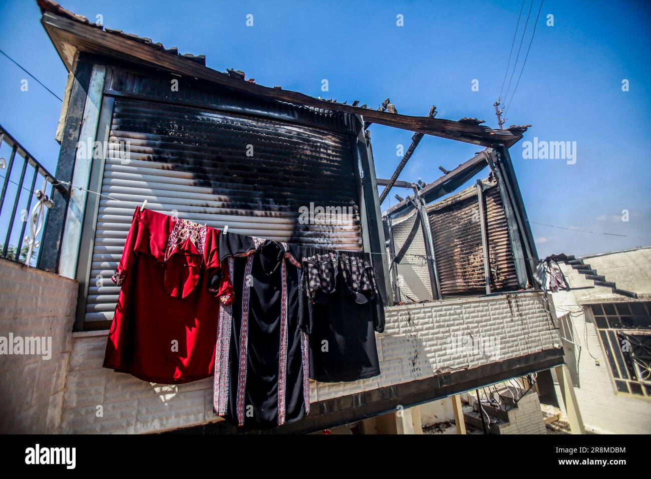 Ramallah, Palestine. 21st June, 2023. A view of burnt Palestinian house ...