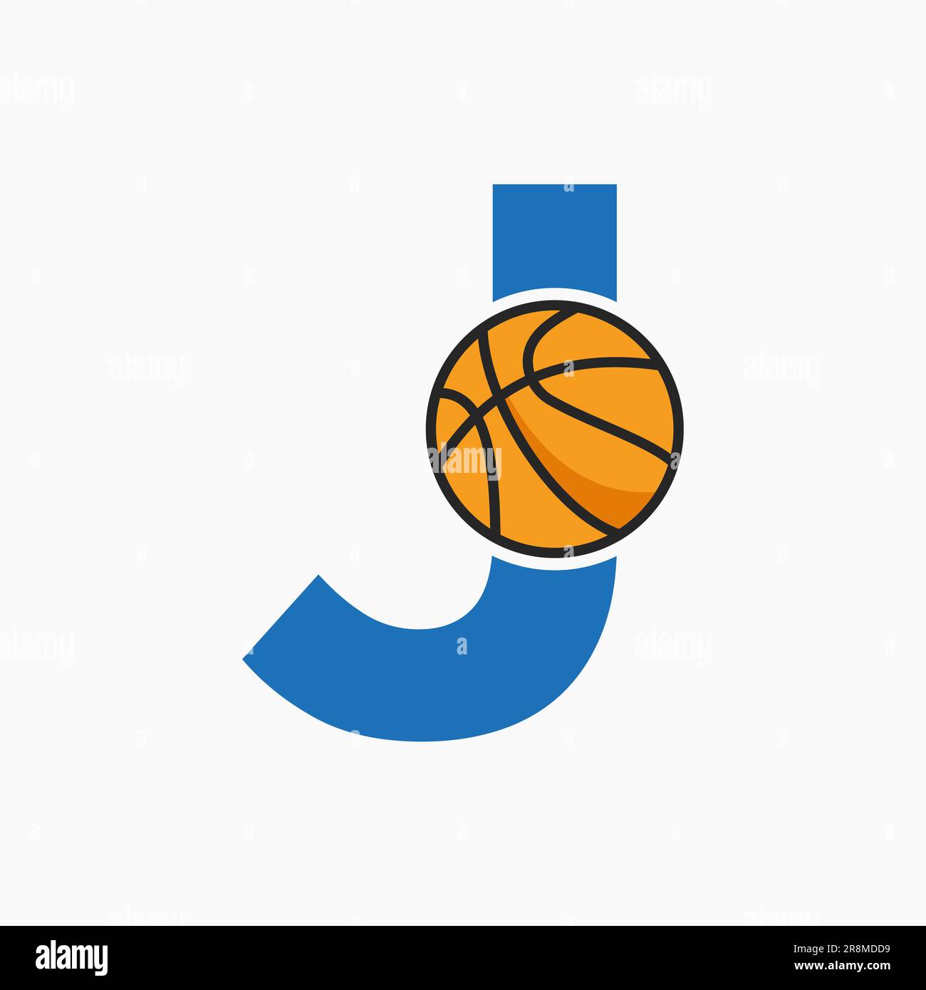 Basketball Logo On Letter J Concept. Basket Club Symbol Vector Template ...
