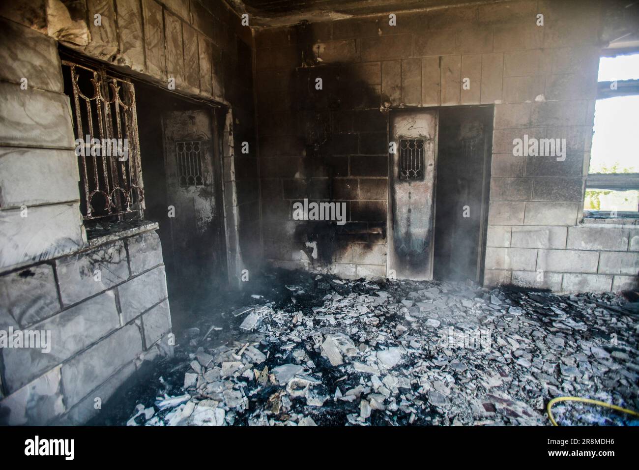 Ramallah, Palestine. 21st June, 2023. A view of burnt Palestinian house ...