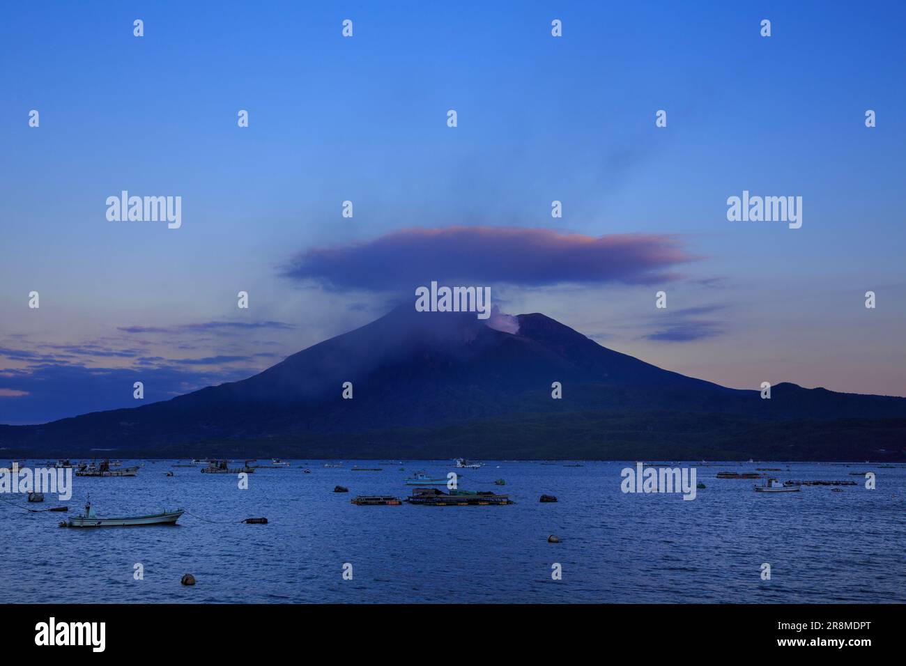 Sakurajima and Kagoshima Bay at dawn Stock Photo - Alamy