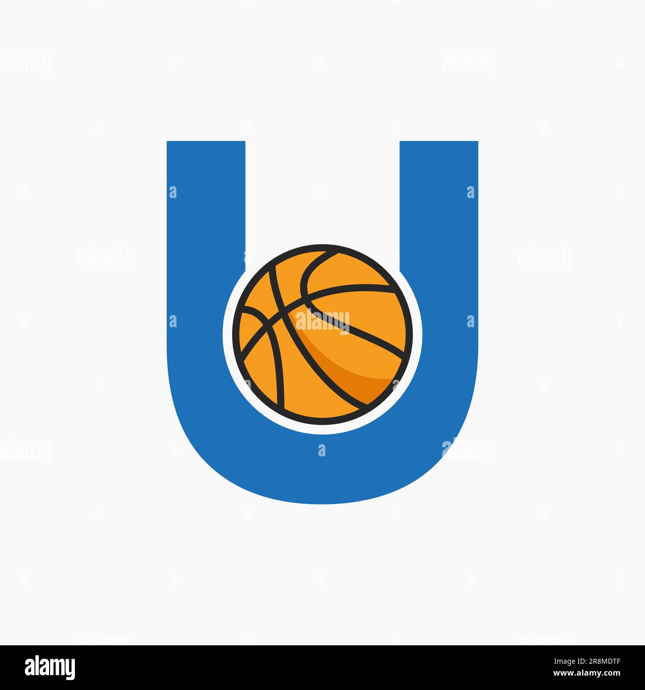 Basketball Logo On Letter U Concept. Basket Club Symbol Vector Template ...
