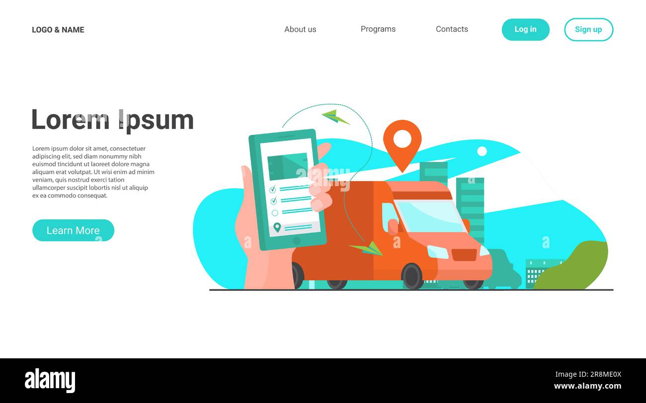 Customer Using Mobile App For Tracking Order Delivery Stock Vector