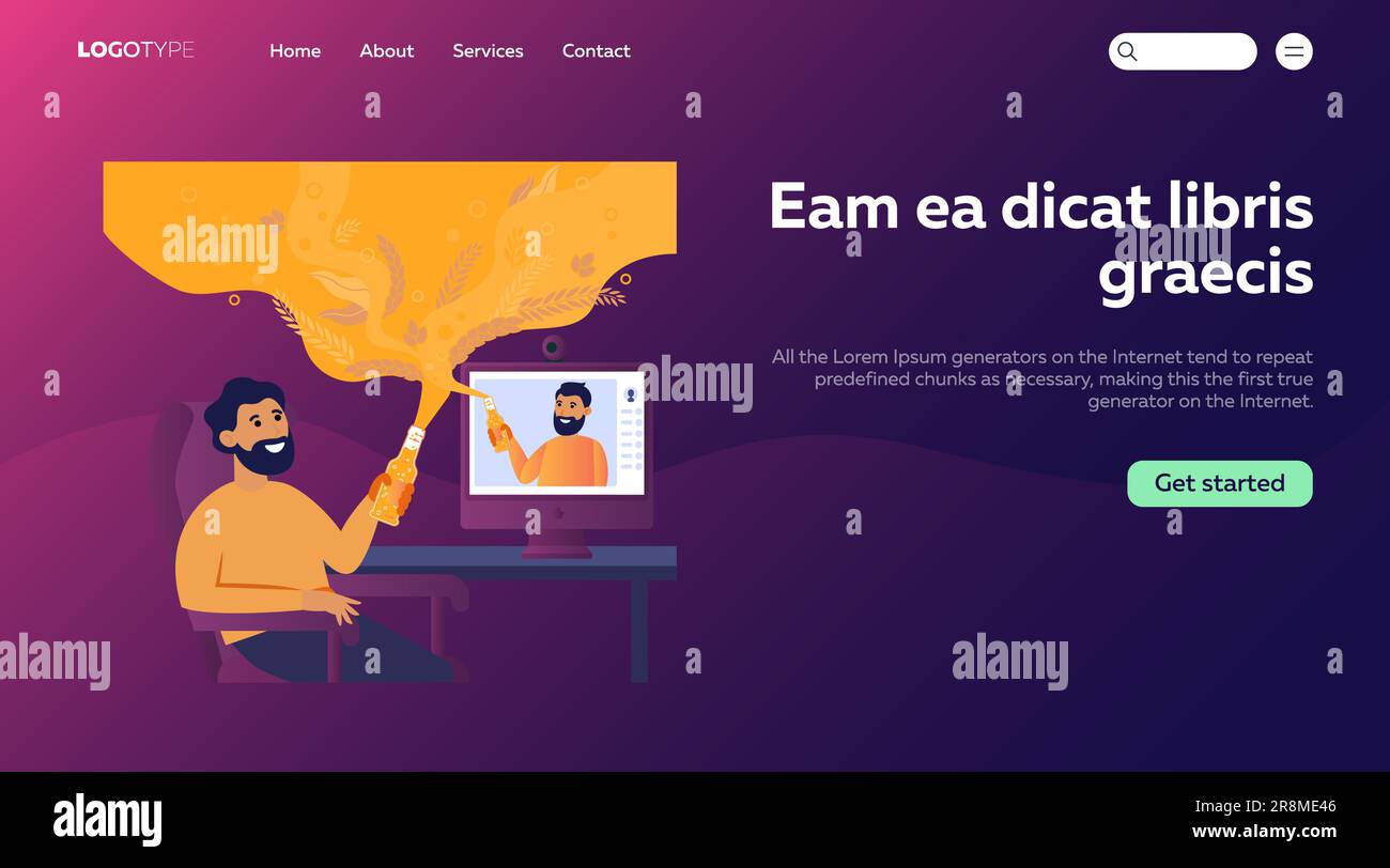 Man drinking beer online with his friend Stock Vector Image & Art - Alamy