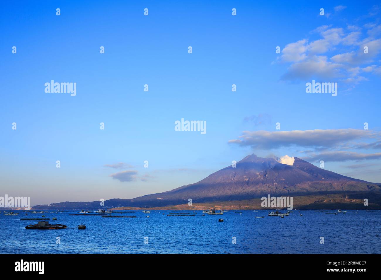 Sakurajima and Kagoshima Bay shining in the morning sun Stock Photo - Alamy